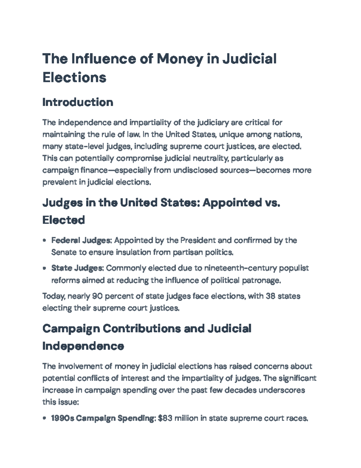 The Impact of Campaign Contributions on Judicial Elections: A Case ...