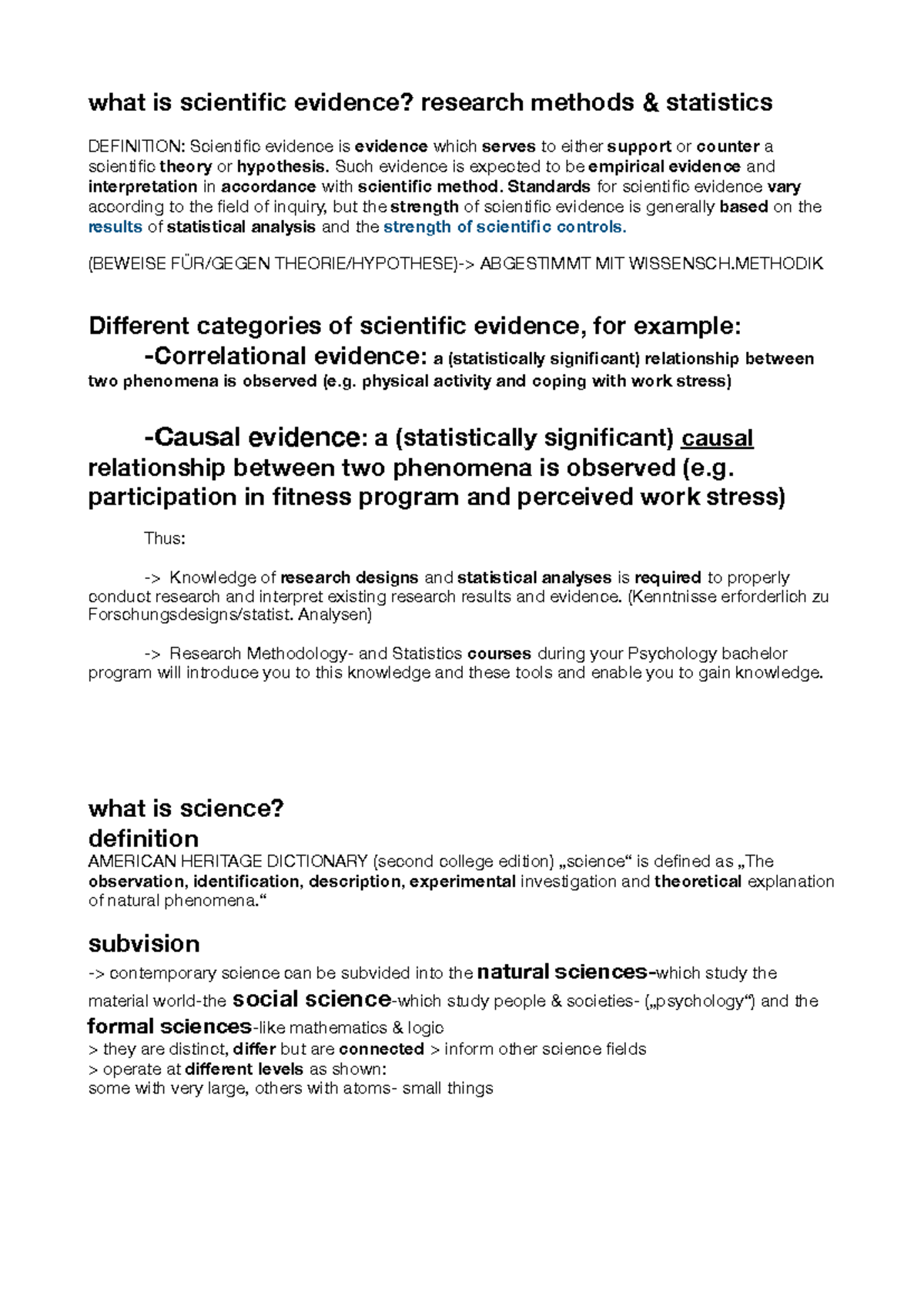 Lecture - what is scientific evidence? research methods & statistics DEFINITION: Scientific ...
