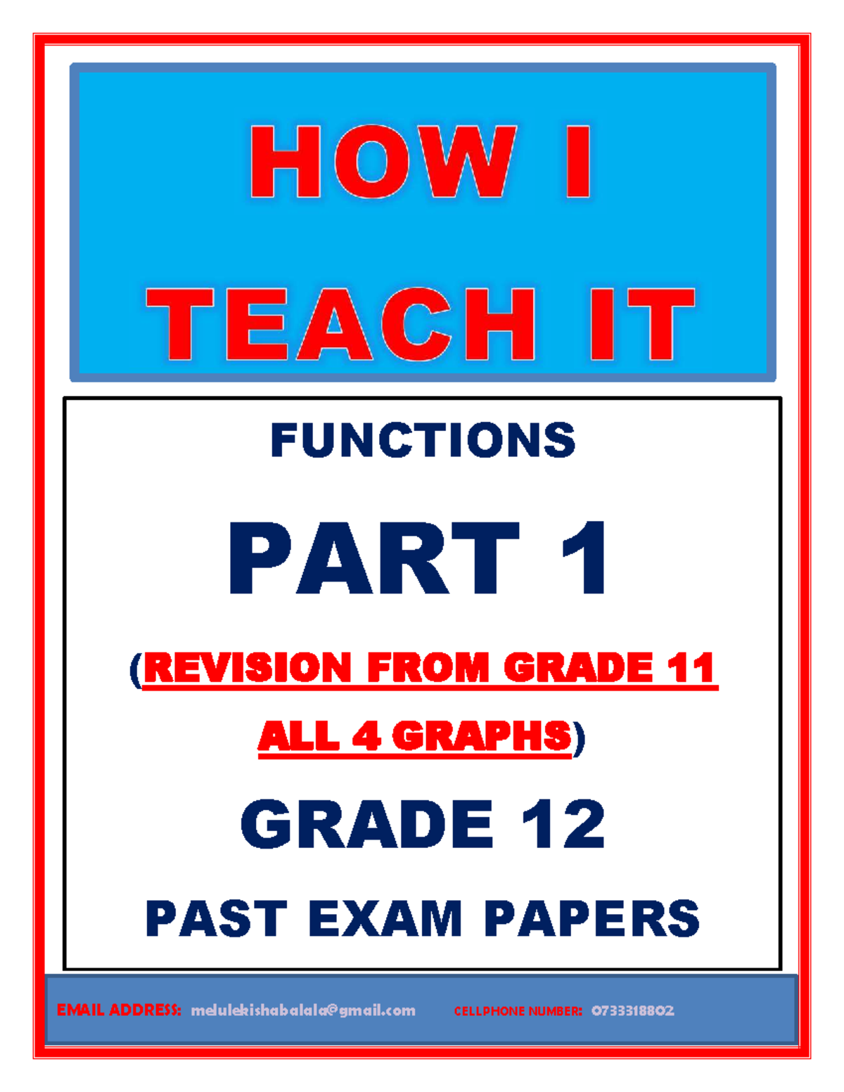 P1 GR12 Functions Revision: Past Exam Papers & Graphs - Studocu