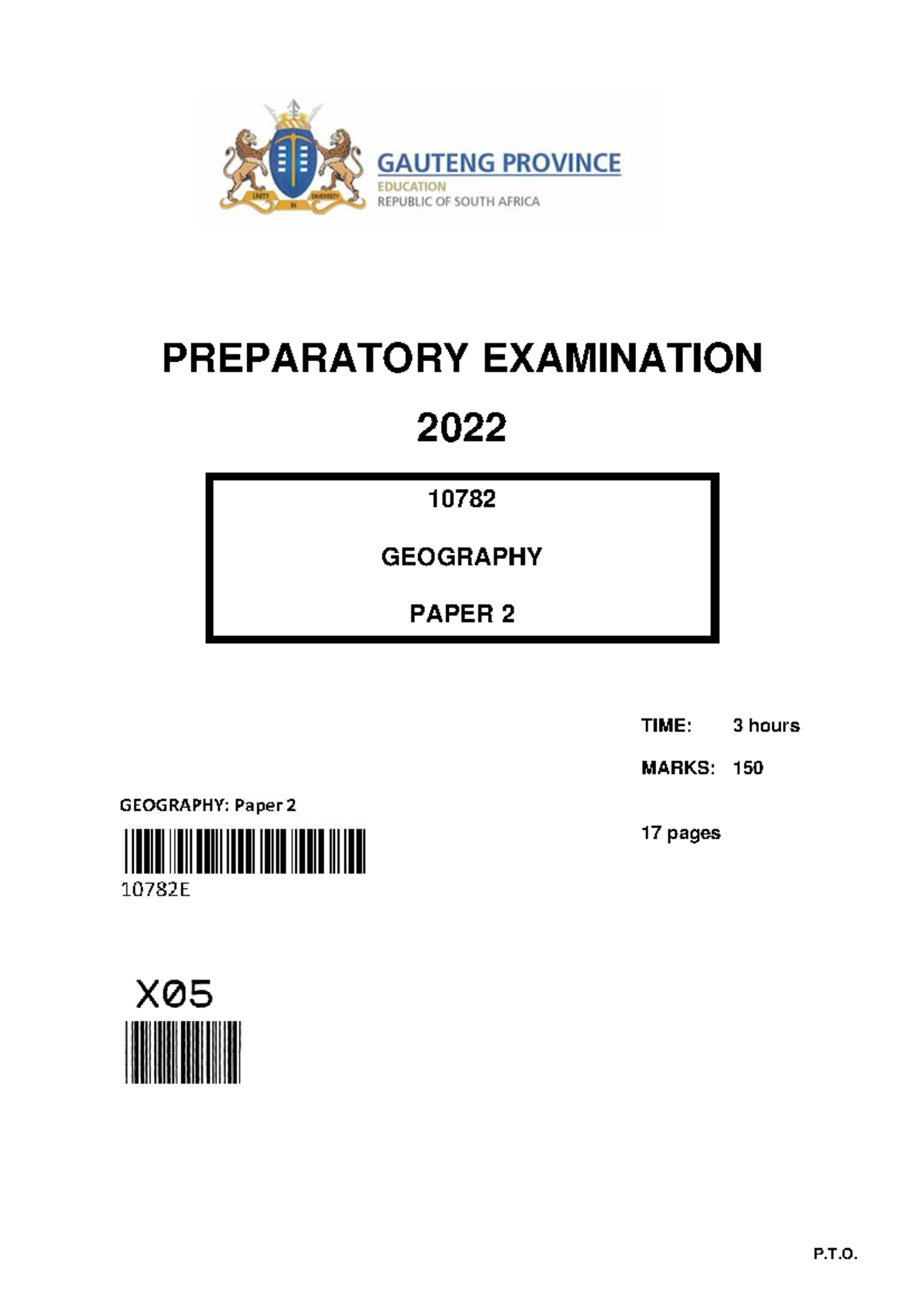 10782 Geography P2 Preparatory Exam 2022 - Paper 2 - Studocu