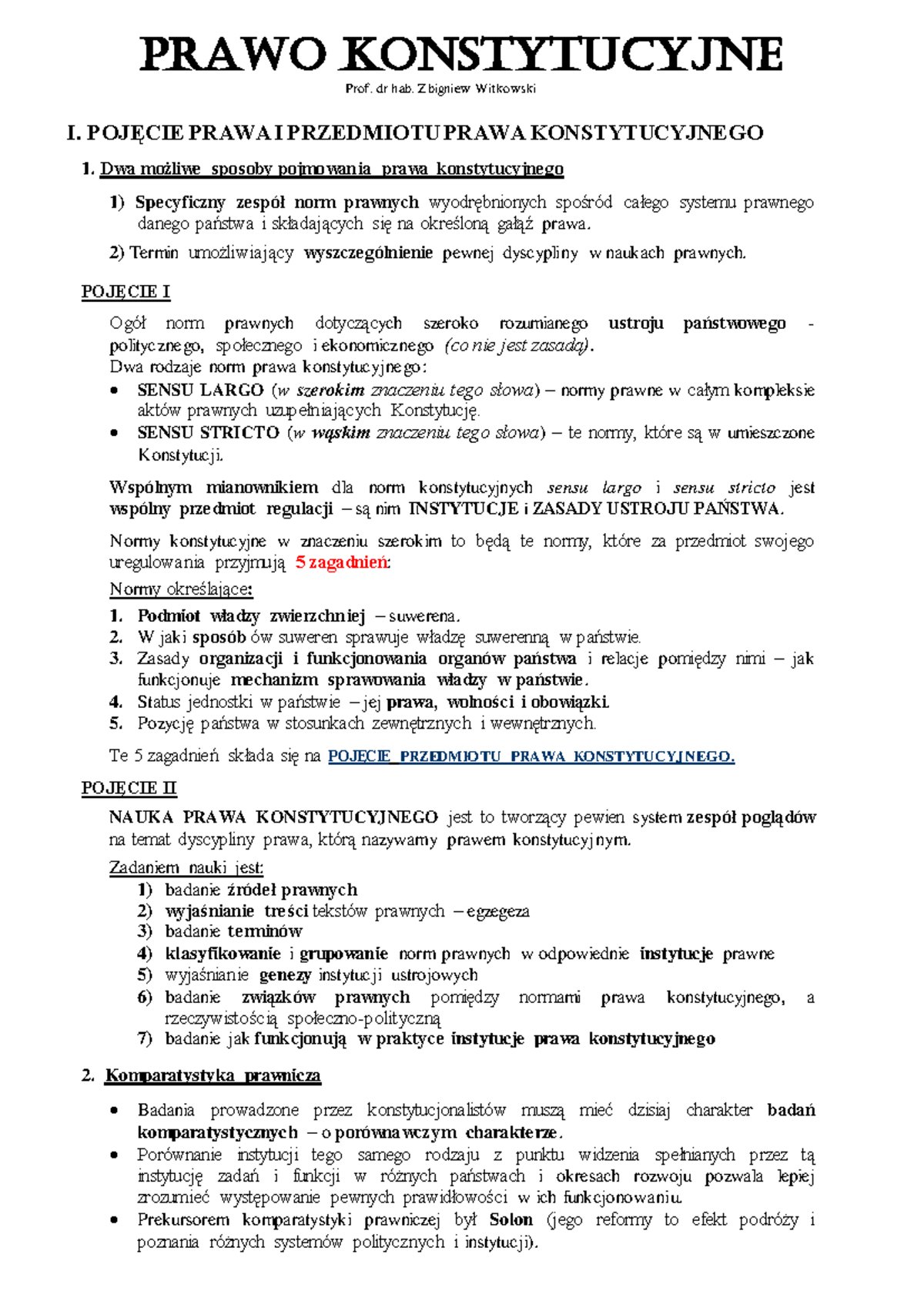Notatki z wykładu z przedmiotu Prawo Konstytucyjne - Wykład 1 - Studocu