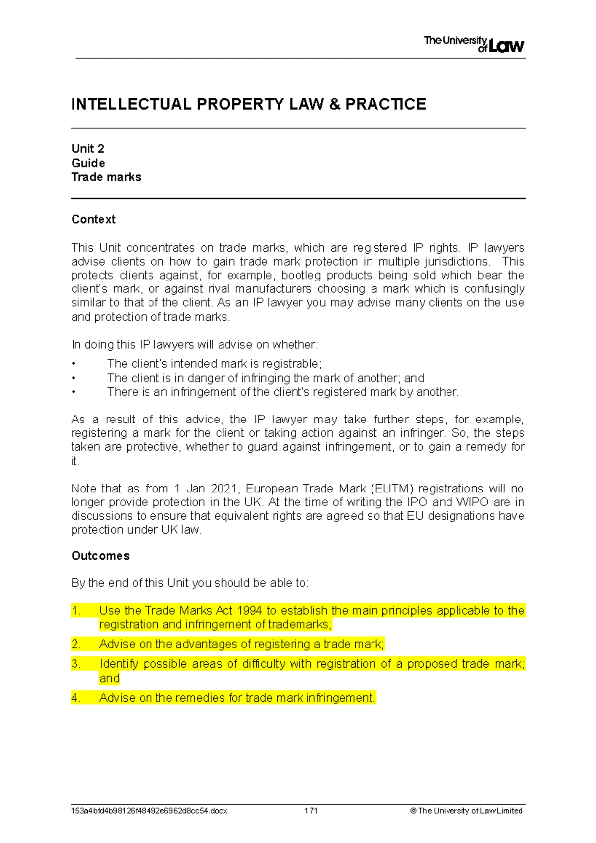 Intellectual Property - Workshop 2 - INTELLECTUAL PROPERTY LAW ...