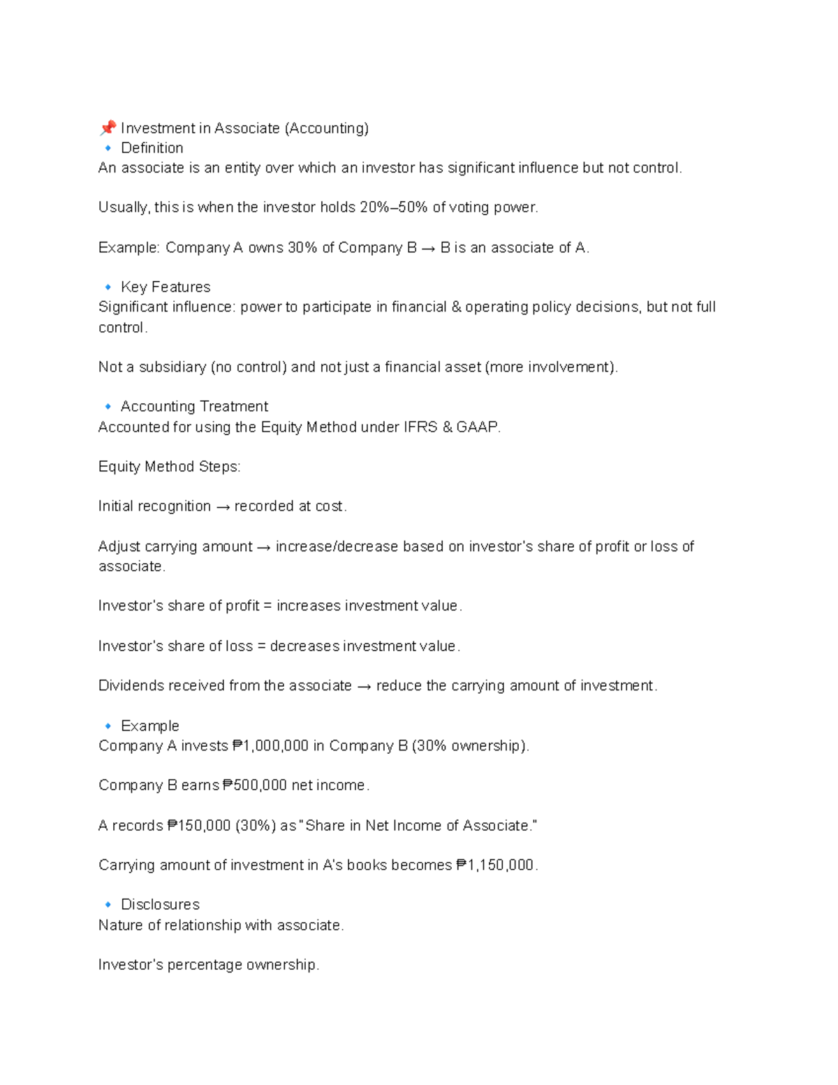 Investment in Associate (Accounting) Overview and Key Features - Studocu