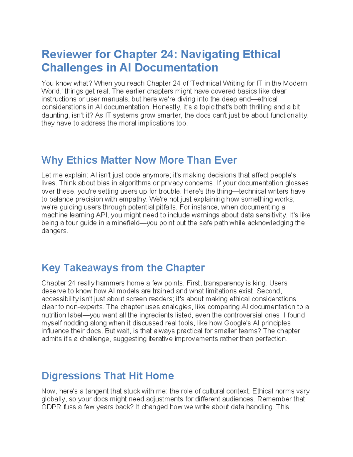 Reviewer for Chapter 24: Ethical Challenges in AI Documentation - Studocu