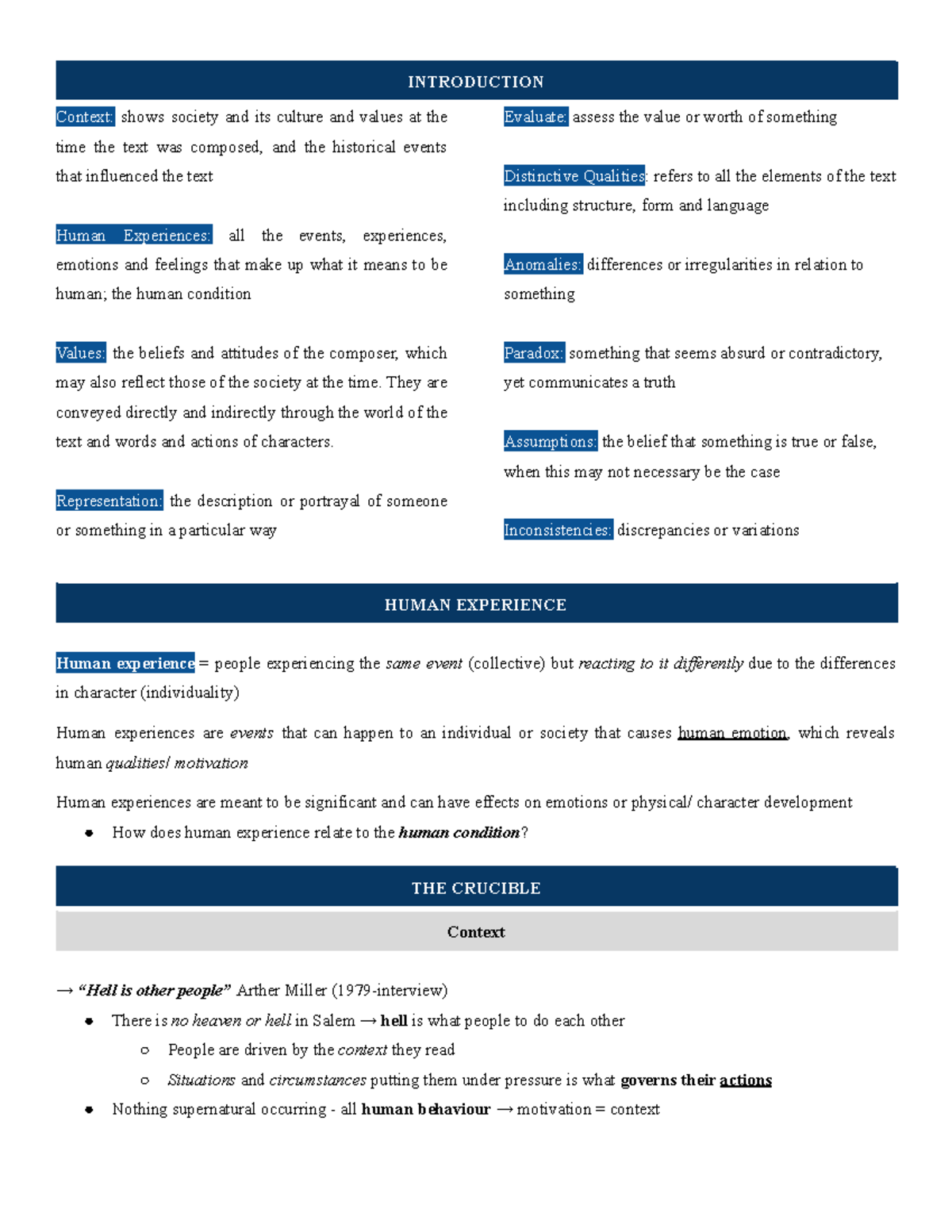 12ENA1 Common Module Notes - INTRODUCTION Context: shows society and ...