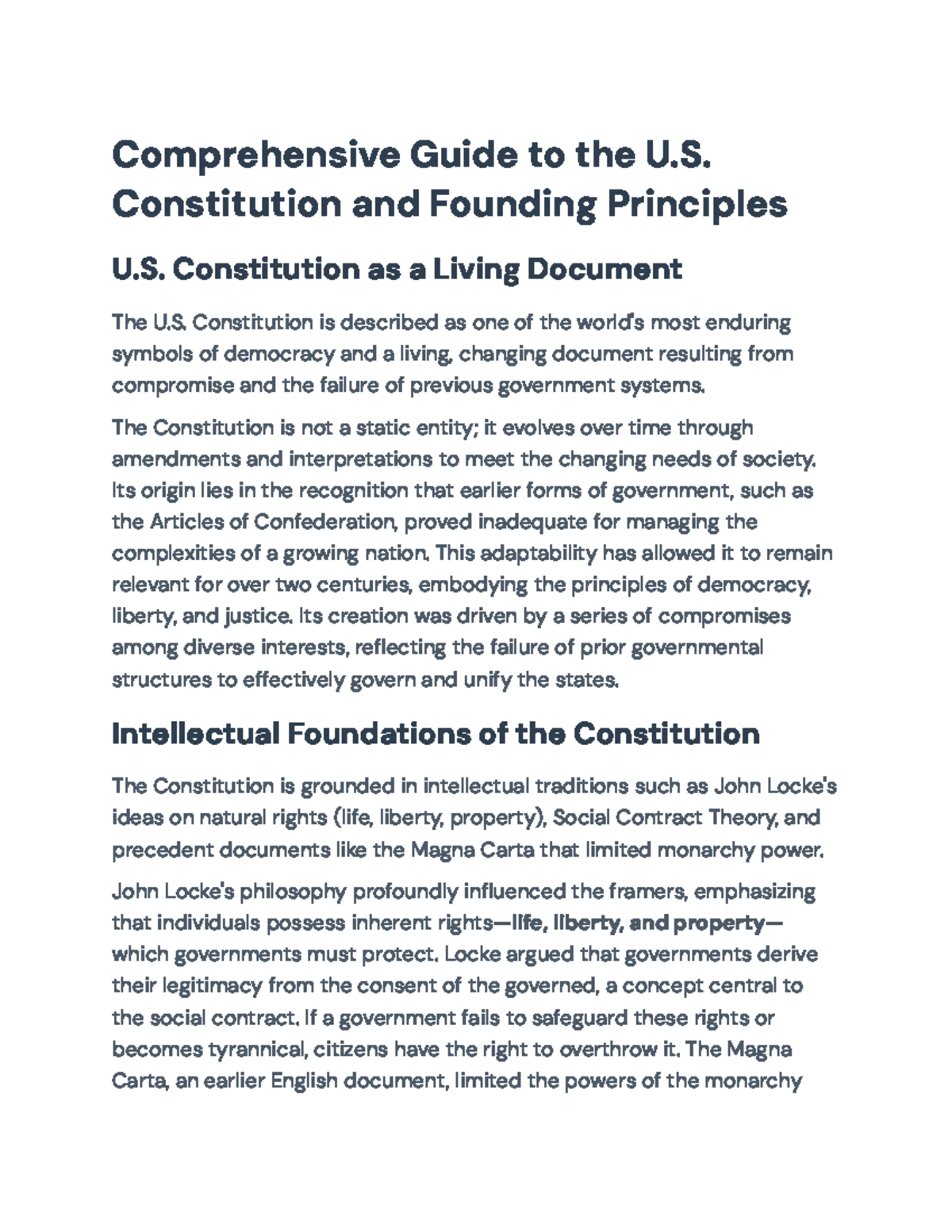 Comprehensive Overview of the U.S. Constitution and Its Foundations ...