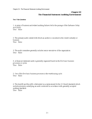 Chapter 1 - Test Bank - Chapter 01 An Introduction to Assurance and ...