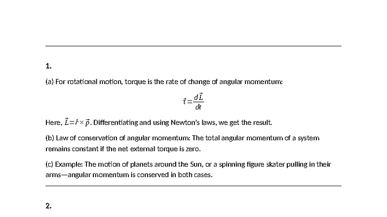Physics 101: Solutions to Rotational Motion Problems - Studocu