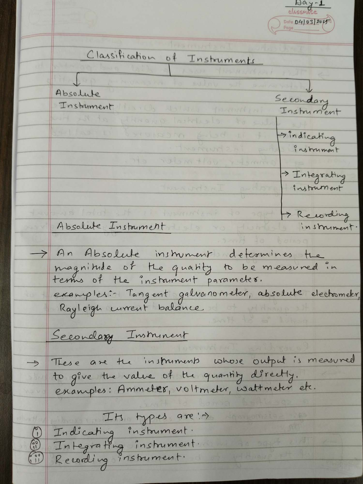 Classification of instruments in electrical measurements - BI notes ...