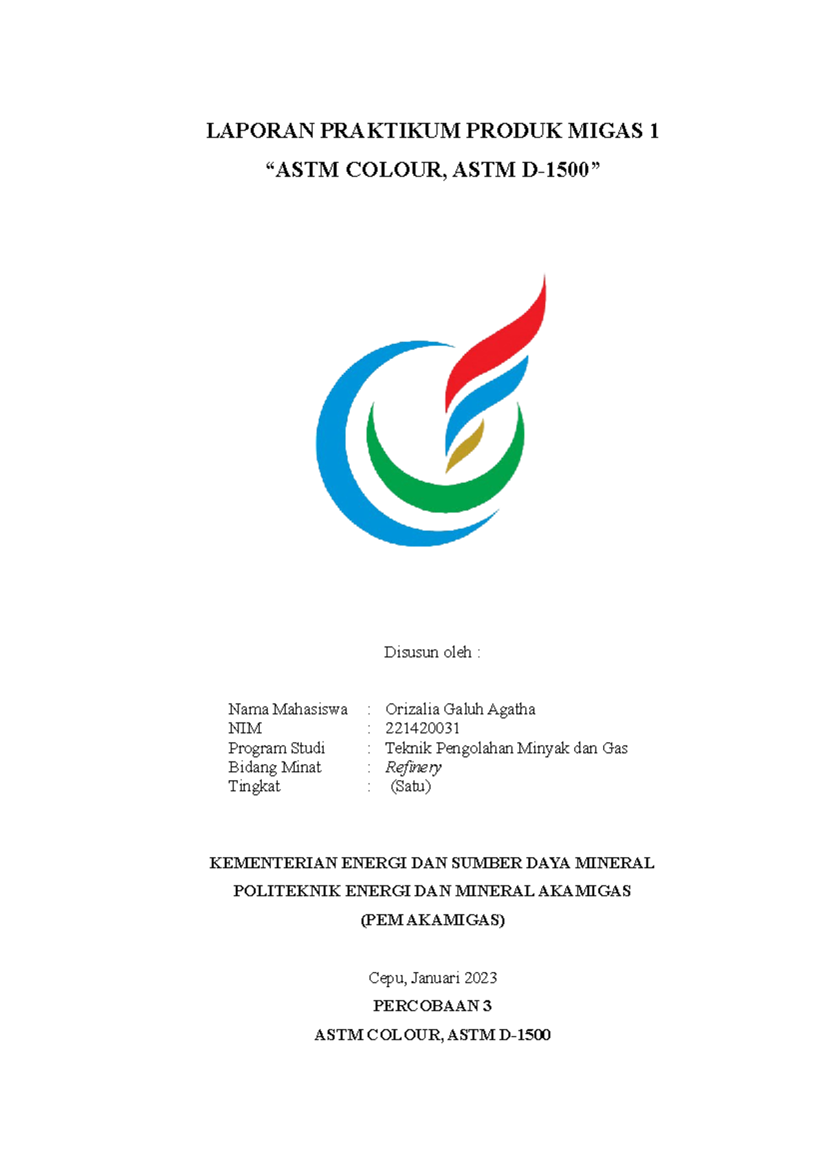 Praktikum ASTM Colour dan Uji ASTM D 1500 pada Solar Bahan Bakar - Studocu