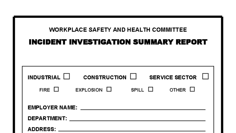 MB Incident Investigation Form: Workplace Safety Report on Fire ...