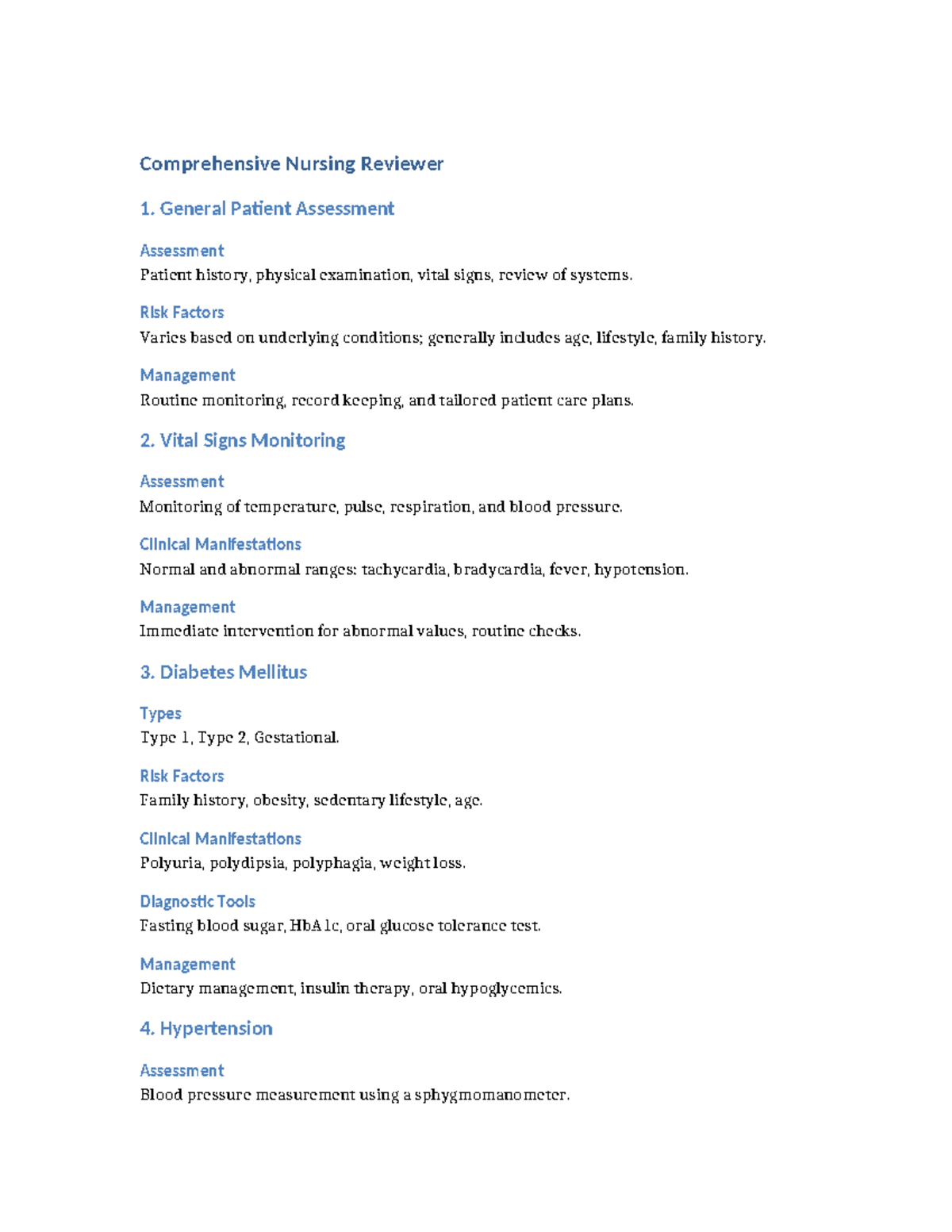 Comprehensive Nursing Reviewer: Key Concepts & Patient Management Guide ...