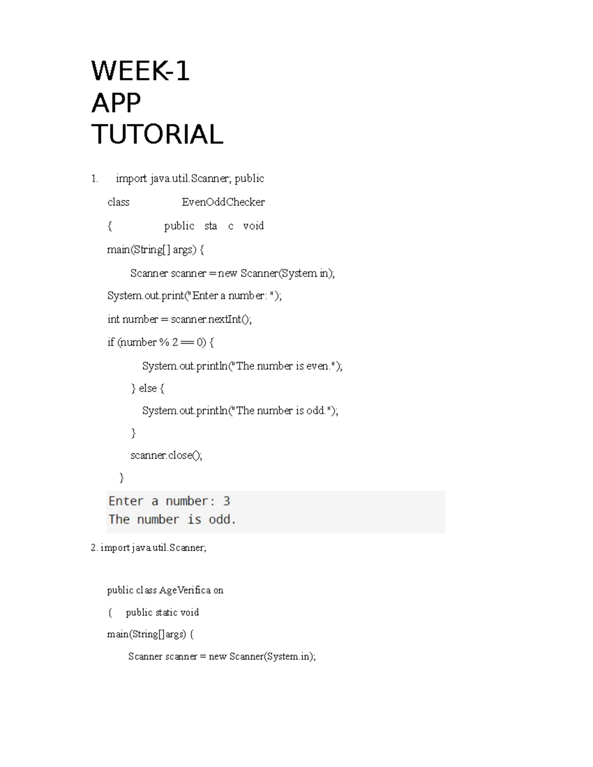 AP-101: Tutorial 1 - Java Even/Odd, Age, Vending & Grading Apps - Studocu