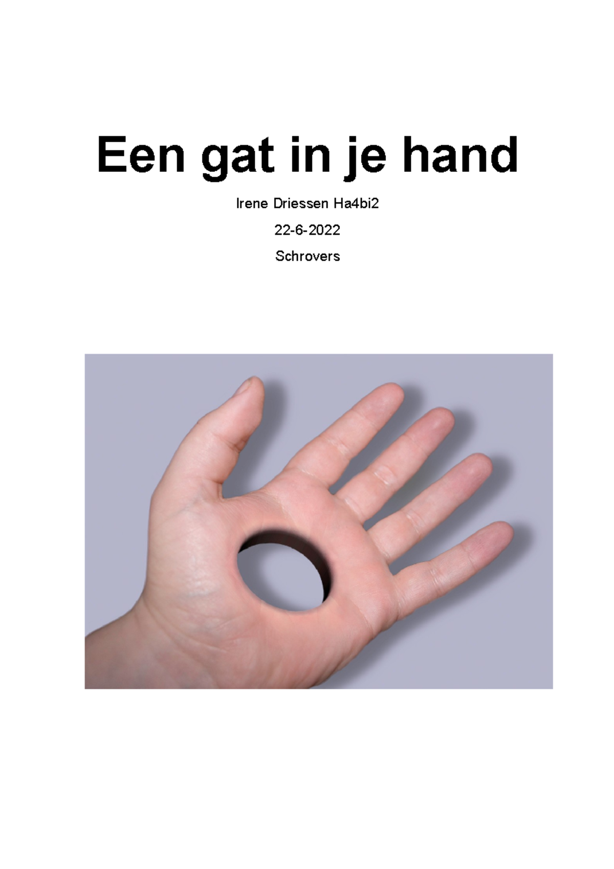 Experiment: Een Gat in je Hand (Irene Driessen, Ha4bi) - Studeersnel