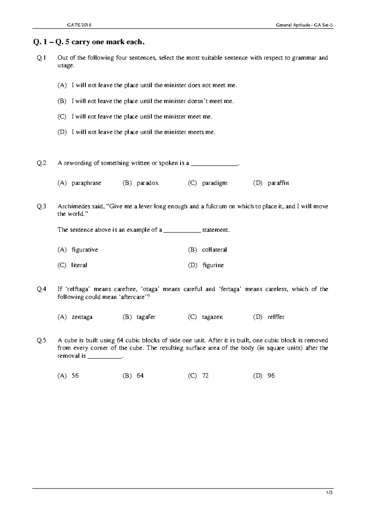 GATE 2016 Civil Engineering Important Questions and Answers - Studocu