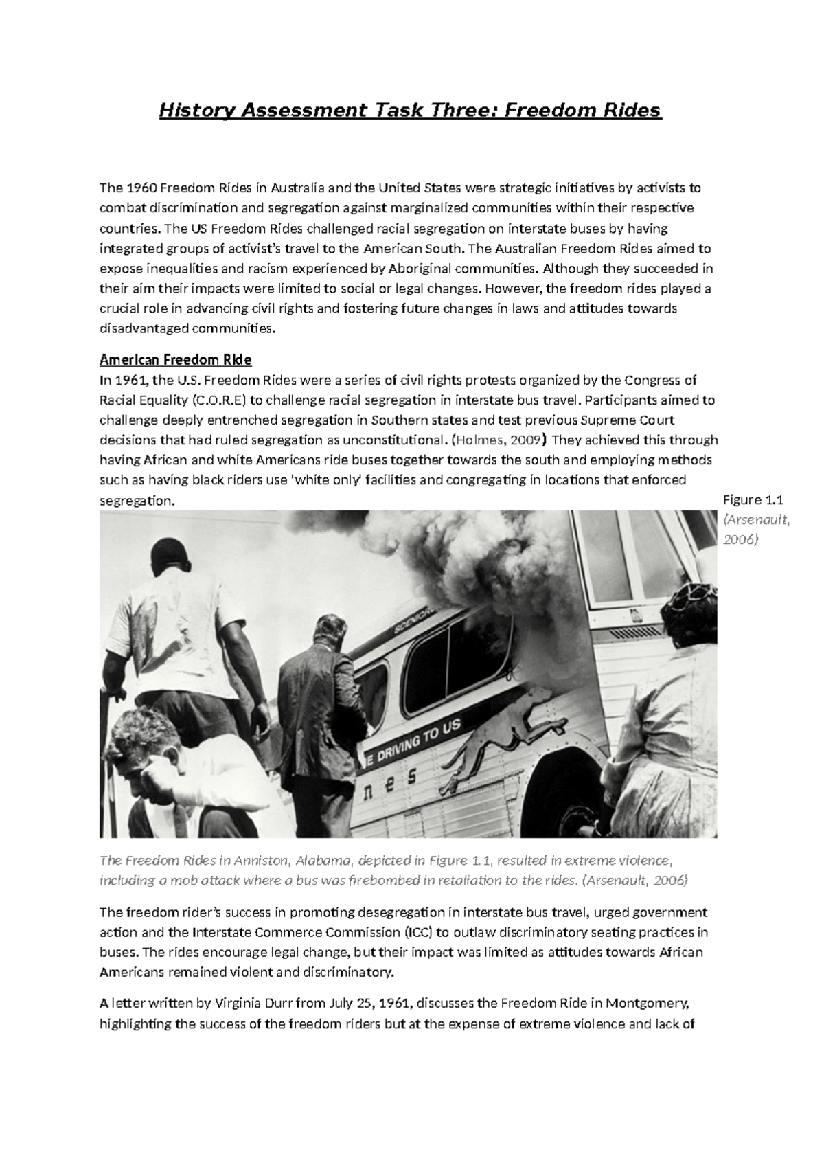 History- Freedom rides - History Assessment Task Three: Freedom Rides ...