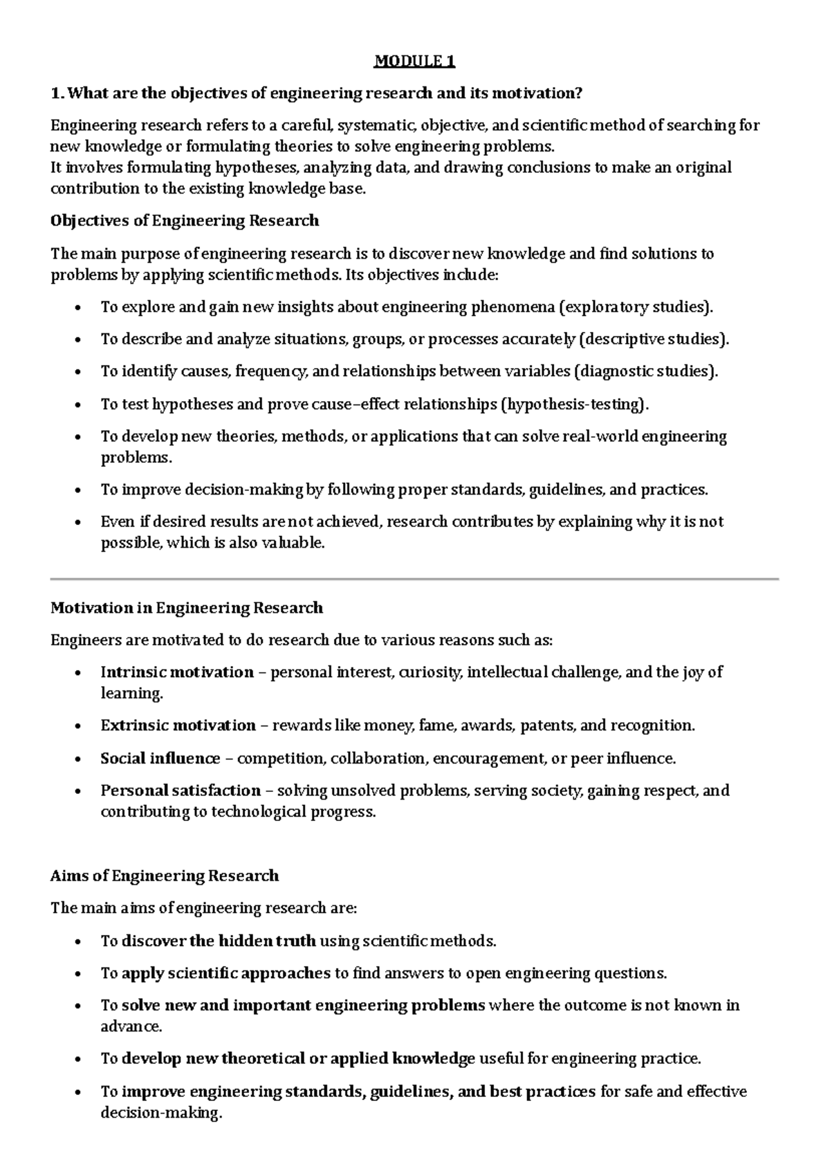 M1 & M2 - Key Concepts in Engineering Research and Ethics - Studocu