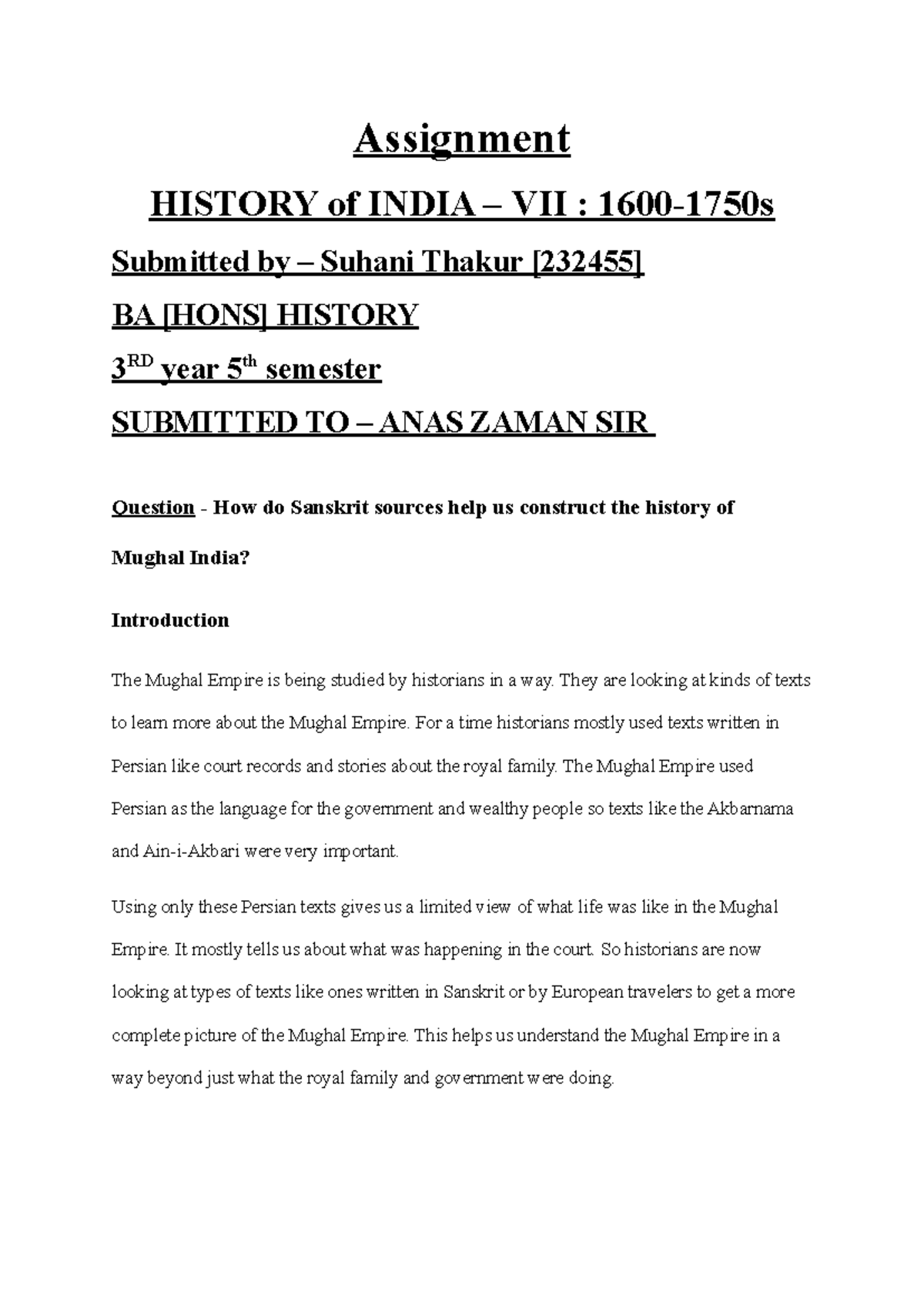 HISTORY of INDIA VII: Understanding Mughal India Through Sanskrit ...