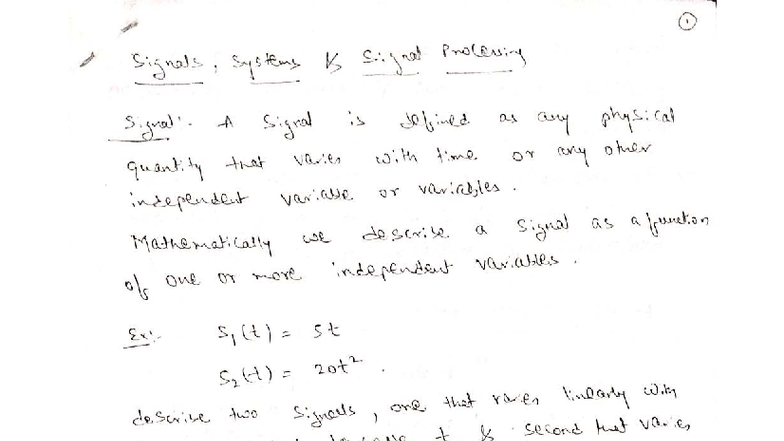 DSP(BEC502) Module 1: Signals and Systems Overview - Studocu