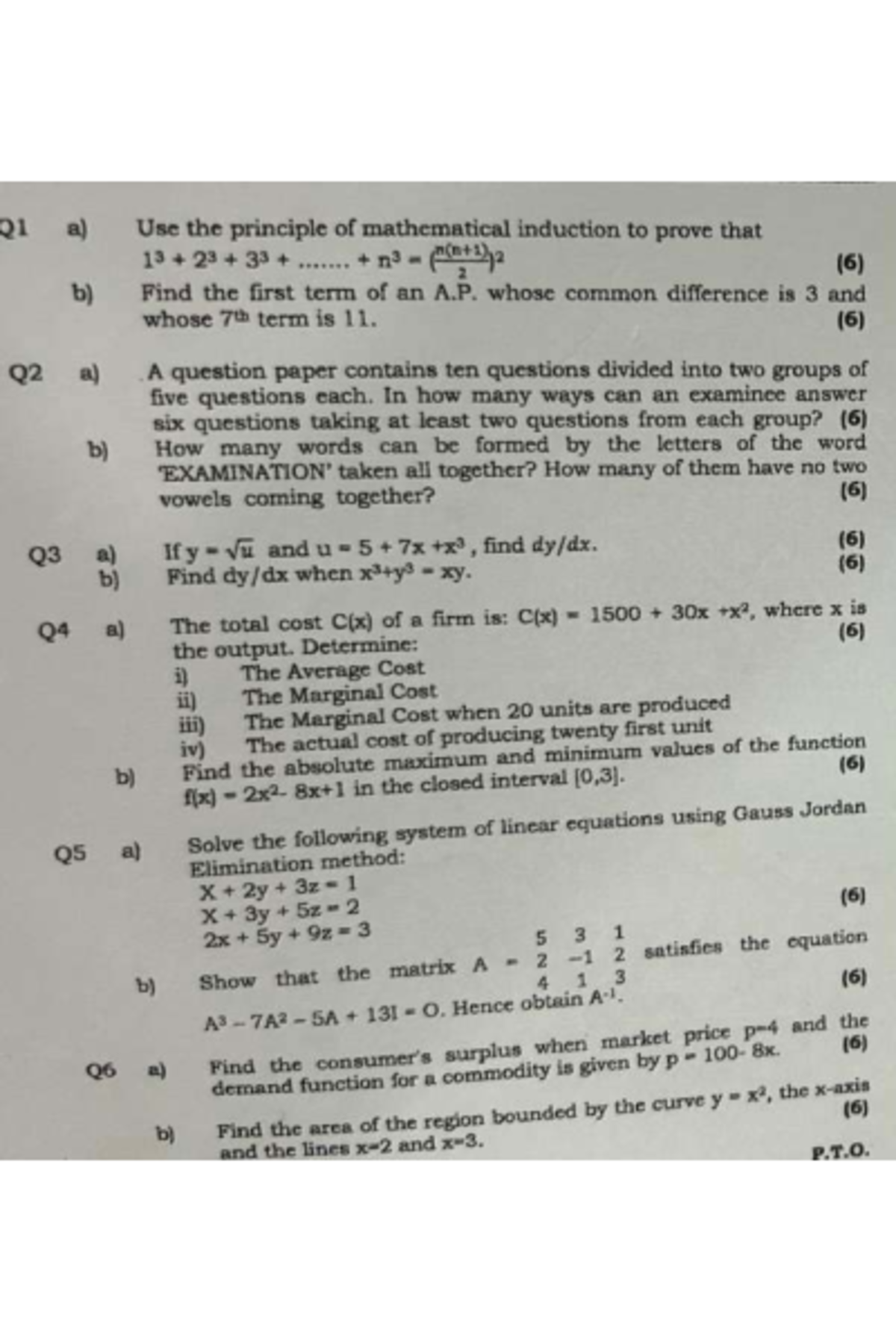 BBA 103 Business Mathematics: Key Questions & Concepts - Studocu
