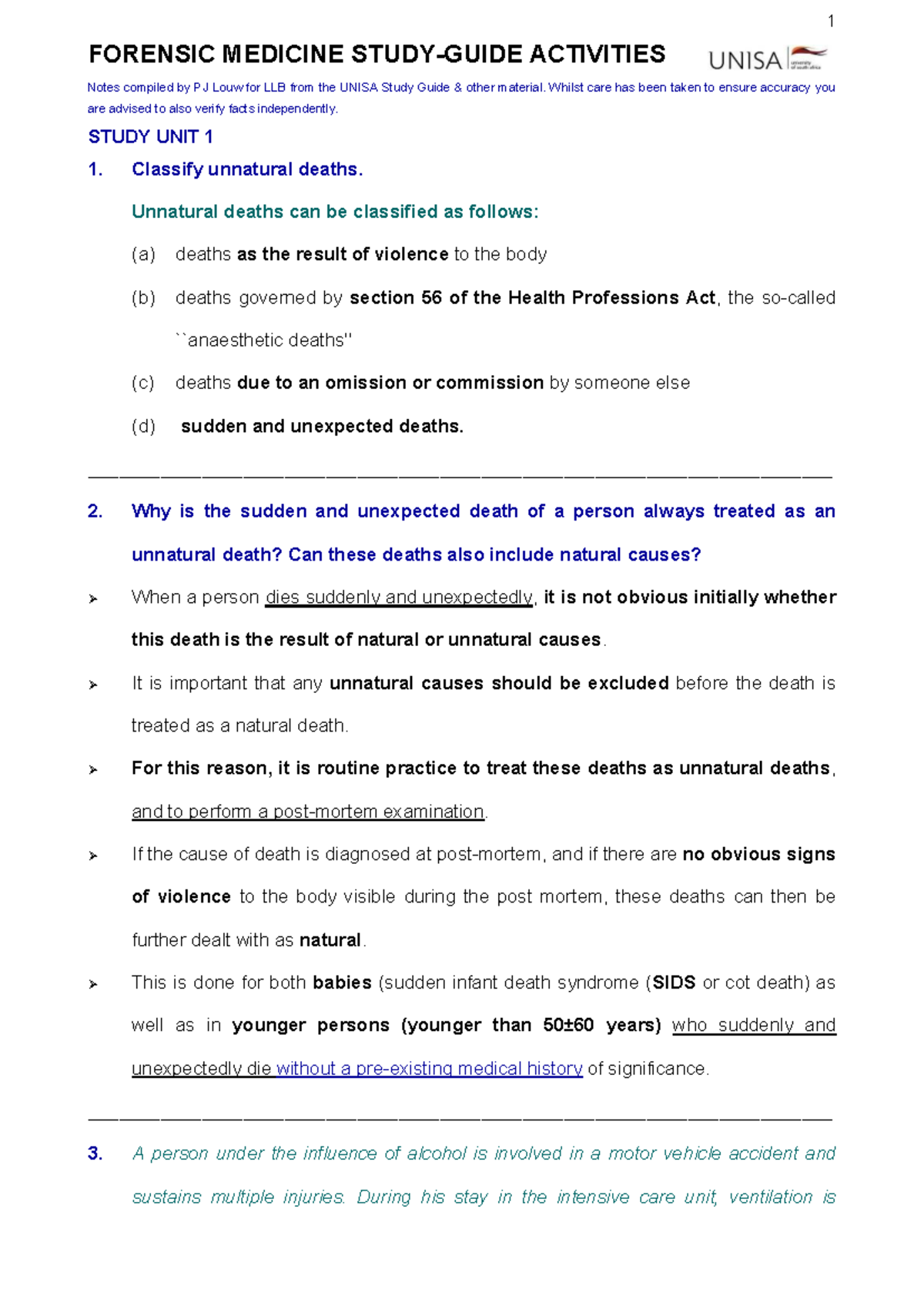Forensic Medicine Study Guide: Classification of Unnatural Deaths ...