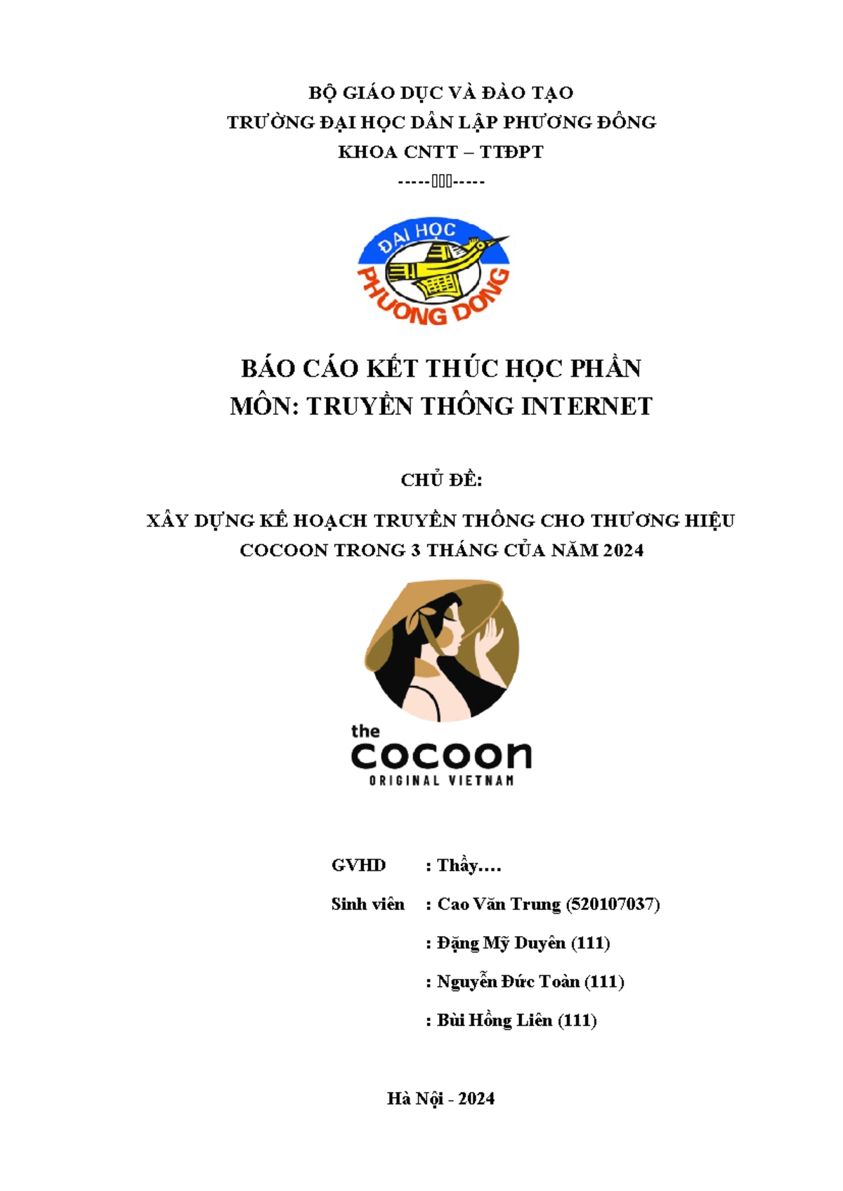 Cocoon Báo cáo xây dựng kế hoạch truyền thông Internet - BỘ GIÁO DỤC VÀ ...