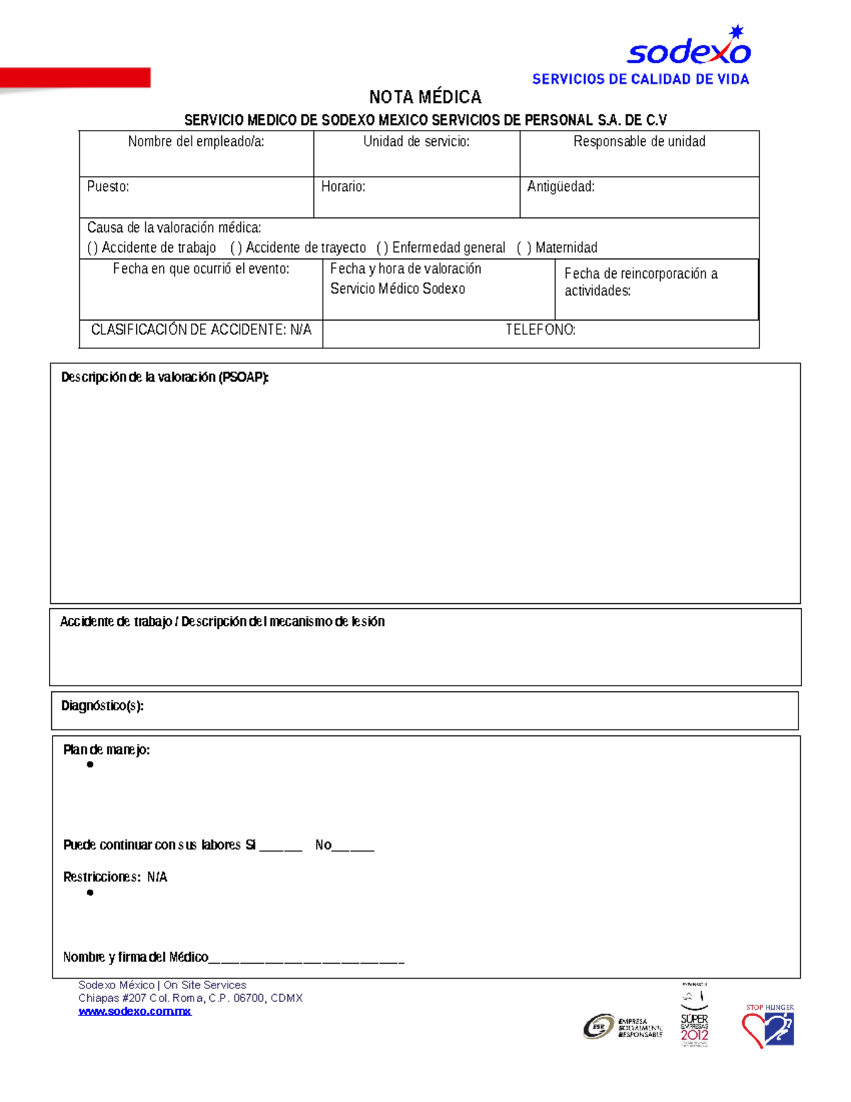 Formato de nota - como hacer una nota - NOTA MÉDICA SERVICIO MEDICO DE ...