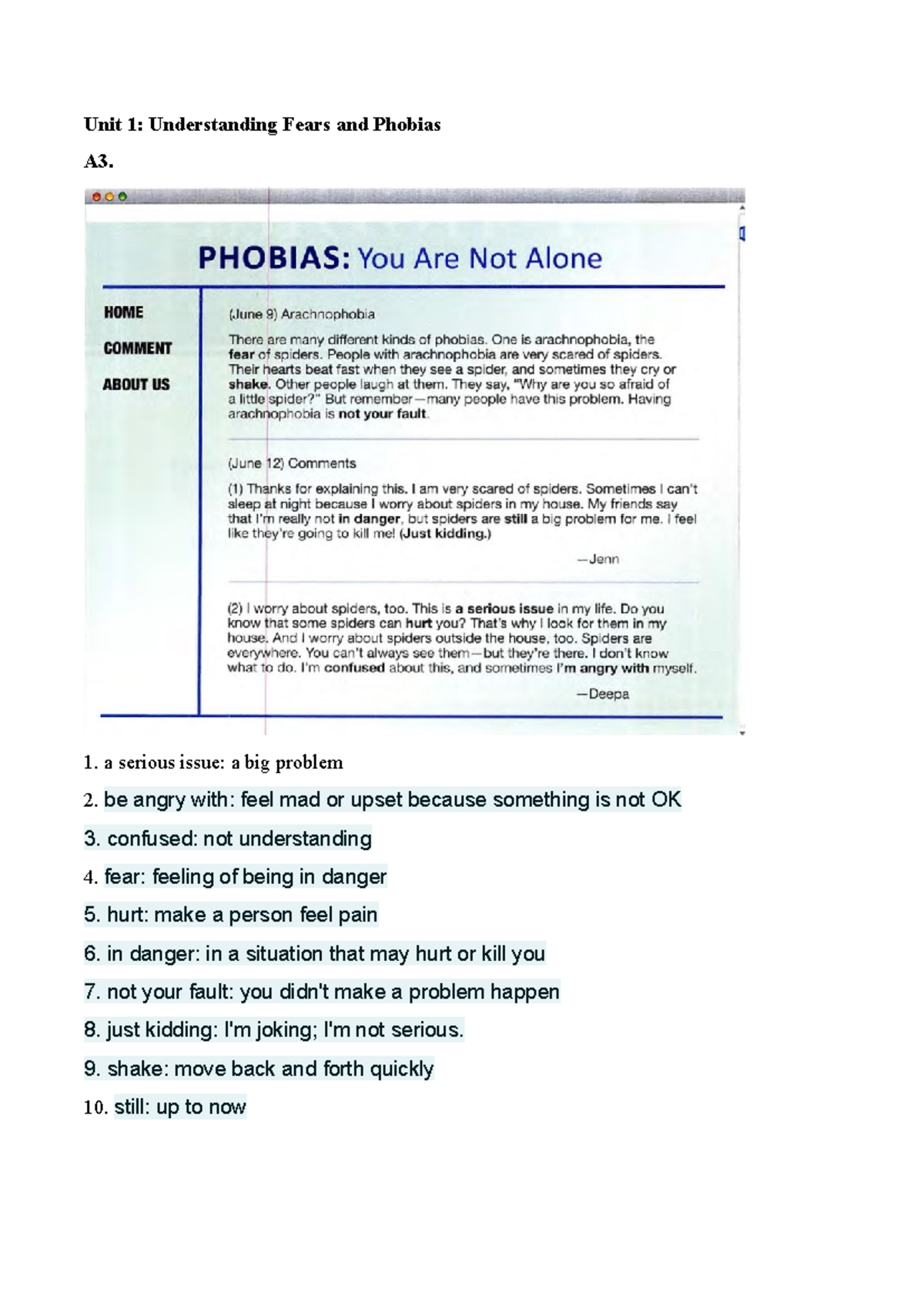 Nghe-2 - Understanding Fears and Phobias - Unit 1 Notes - Studocu