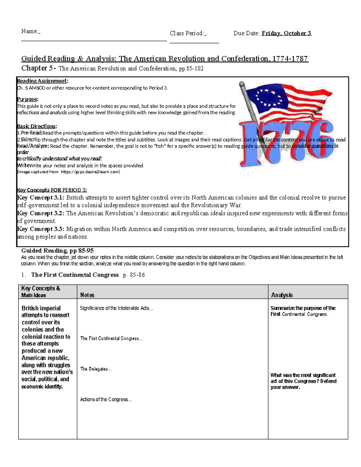 AMSCO Chapter 5 Guided Reading: The American Revolution & Confederation ...