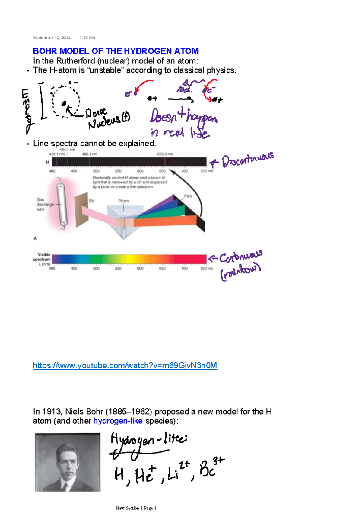 Bohr Model of the Hydrogen Atom - Physics 101 Lecture Notes - Studocu