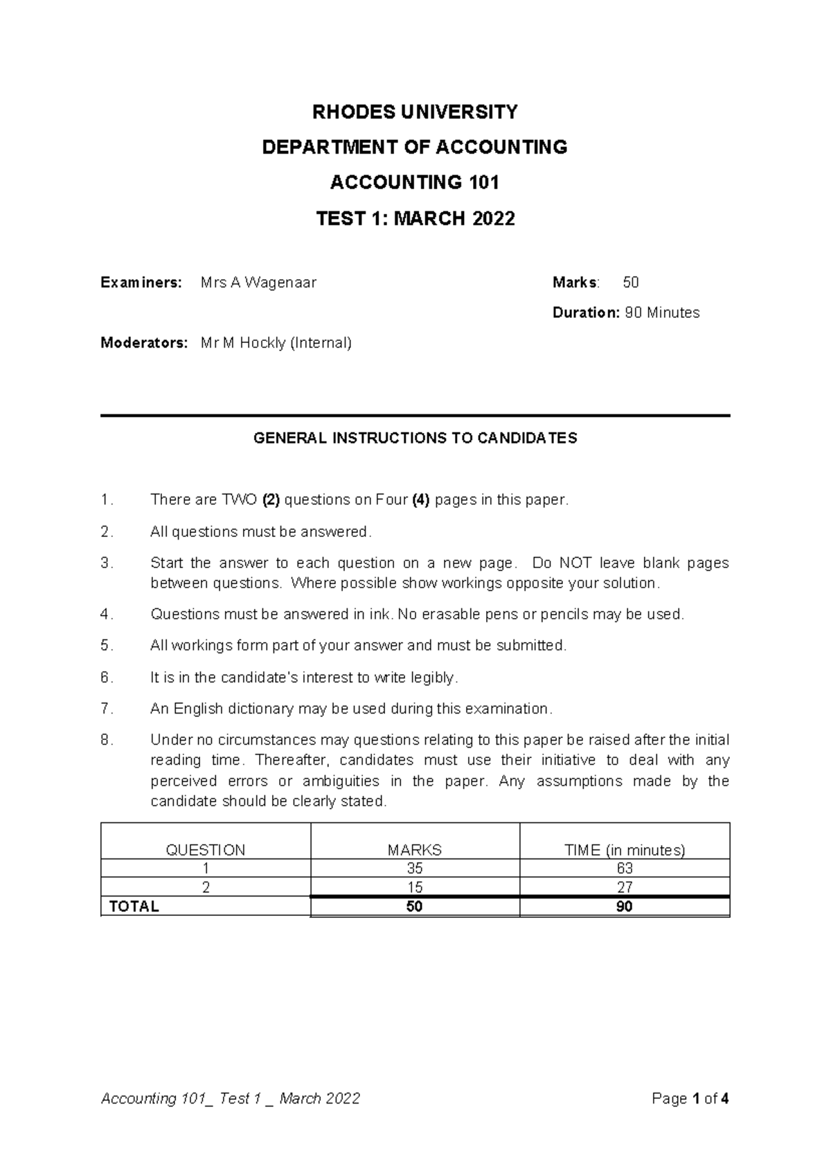 Accounting 101 Test 1: March 2022 - Comprehensive Study Guide - Studocu