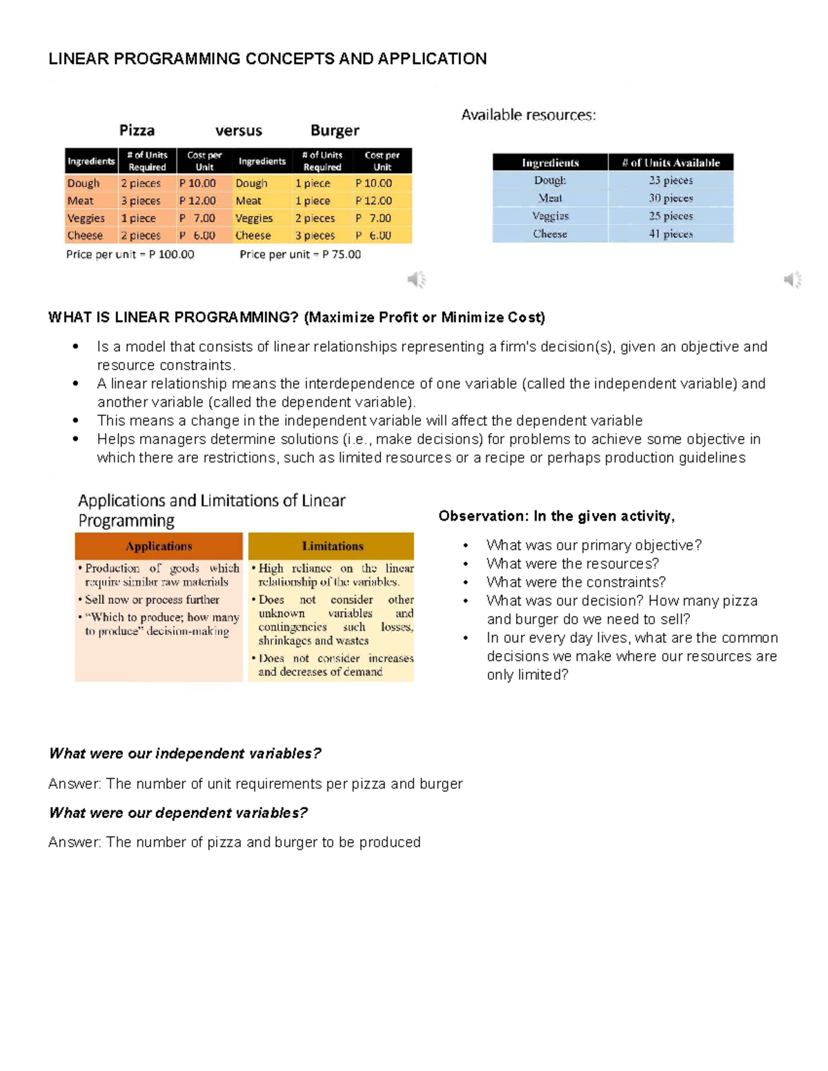 Linear Programming Concepts & Applications: Maximize Profit or Minimize ...