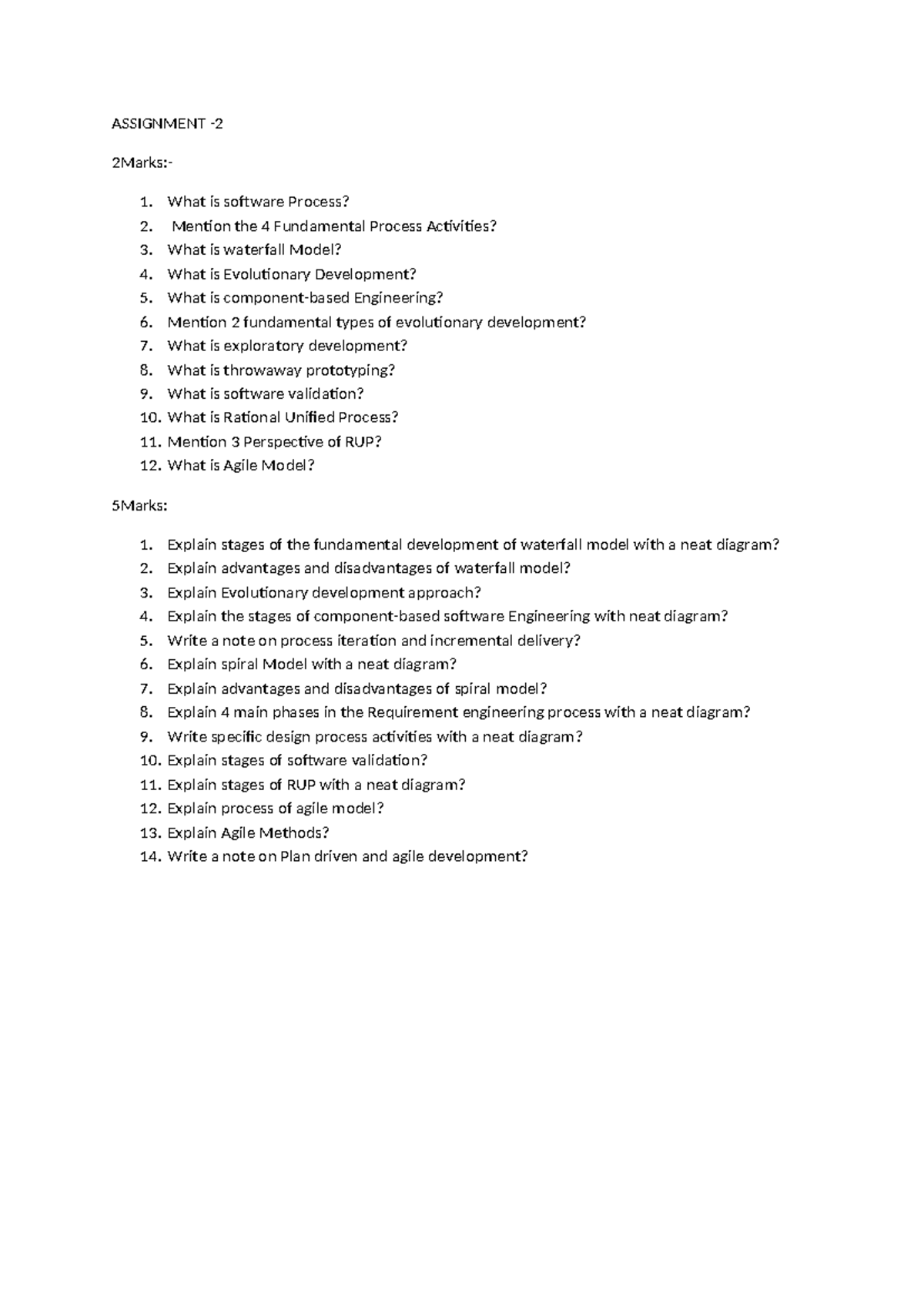 Assignment 2: Software Engineering Processes and Models - Studocu