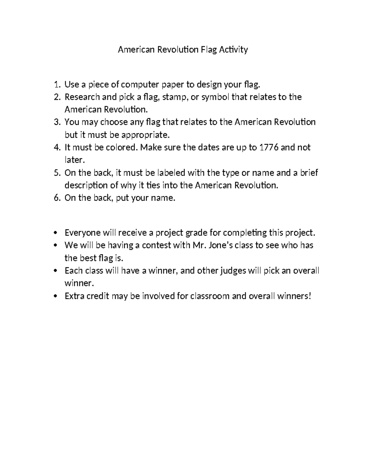 American Revolution Flag Project Activity 2025 - Studocu