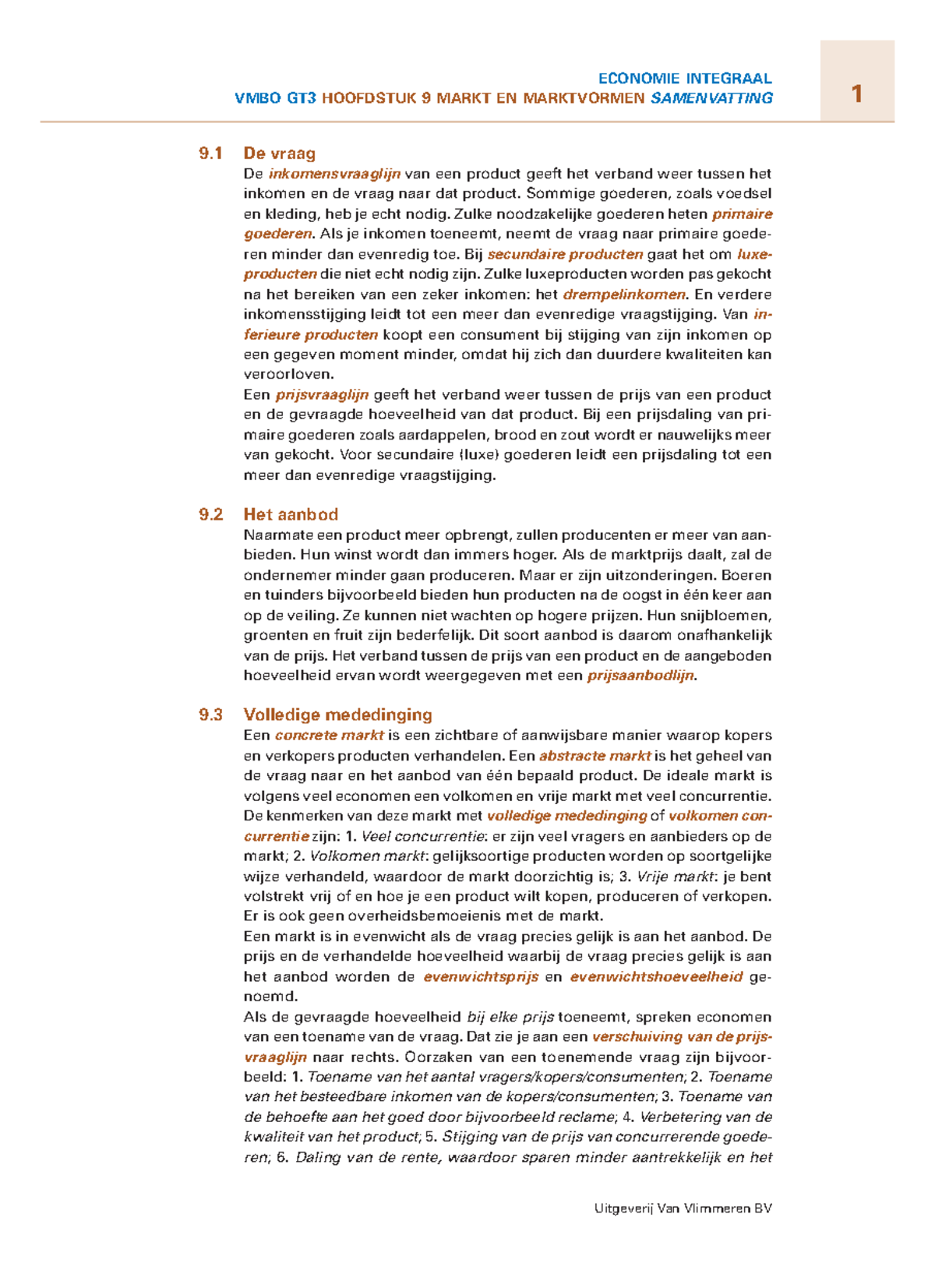 Economie Integraal VMBO GT3 Hoofdstuk 9: Markt en Marktstructuren ...