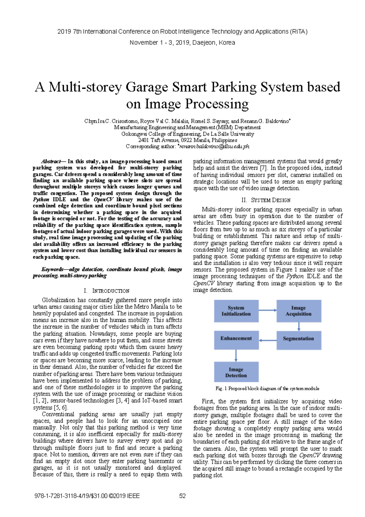 Smart Parking System Using Image Processing for MEM 2019 Conference ...