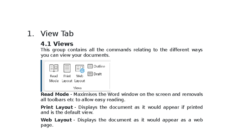 COMP 101: Document Viewing Modes and Features Overview - Studocu