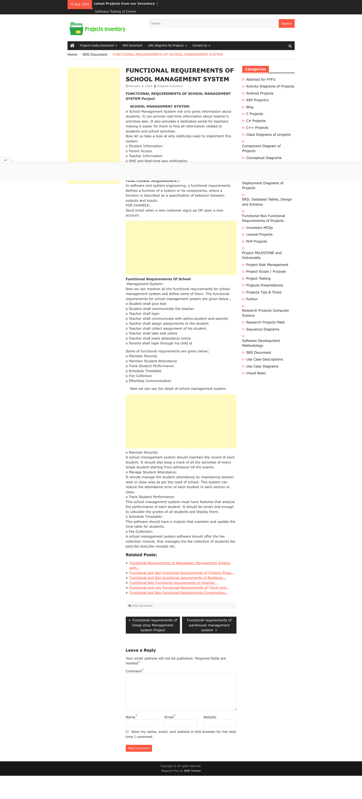 Functional Requirements for School Management System Projects - Studocu
