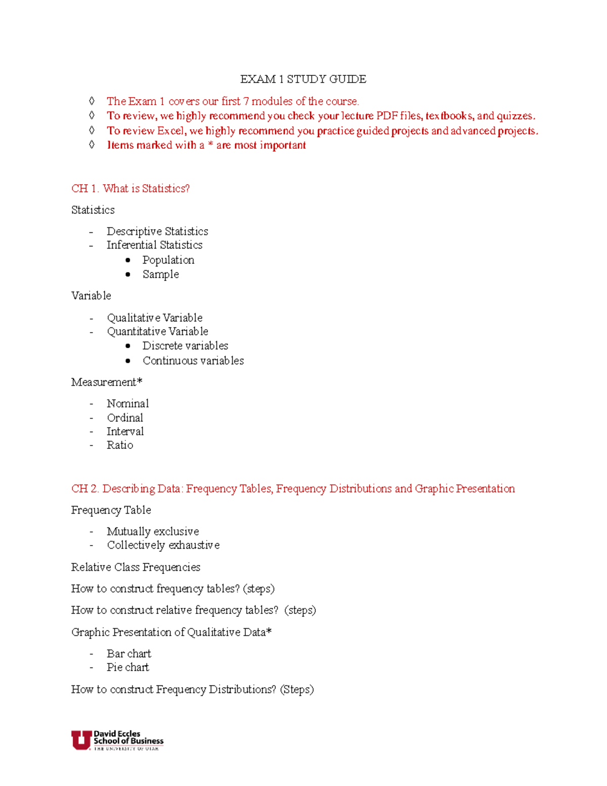 STAT101 Exam 1 Study Guide: Key Concepts & Review Materials - Studocu
