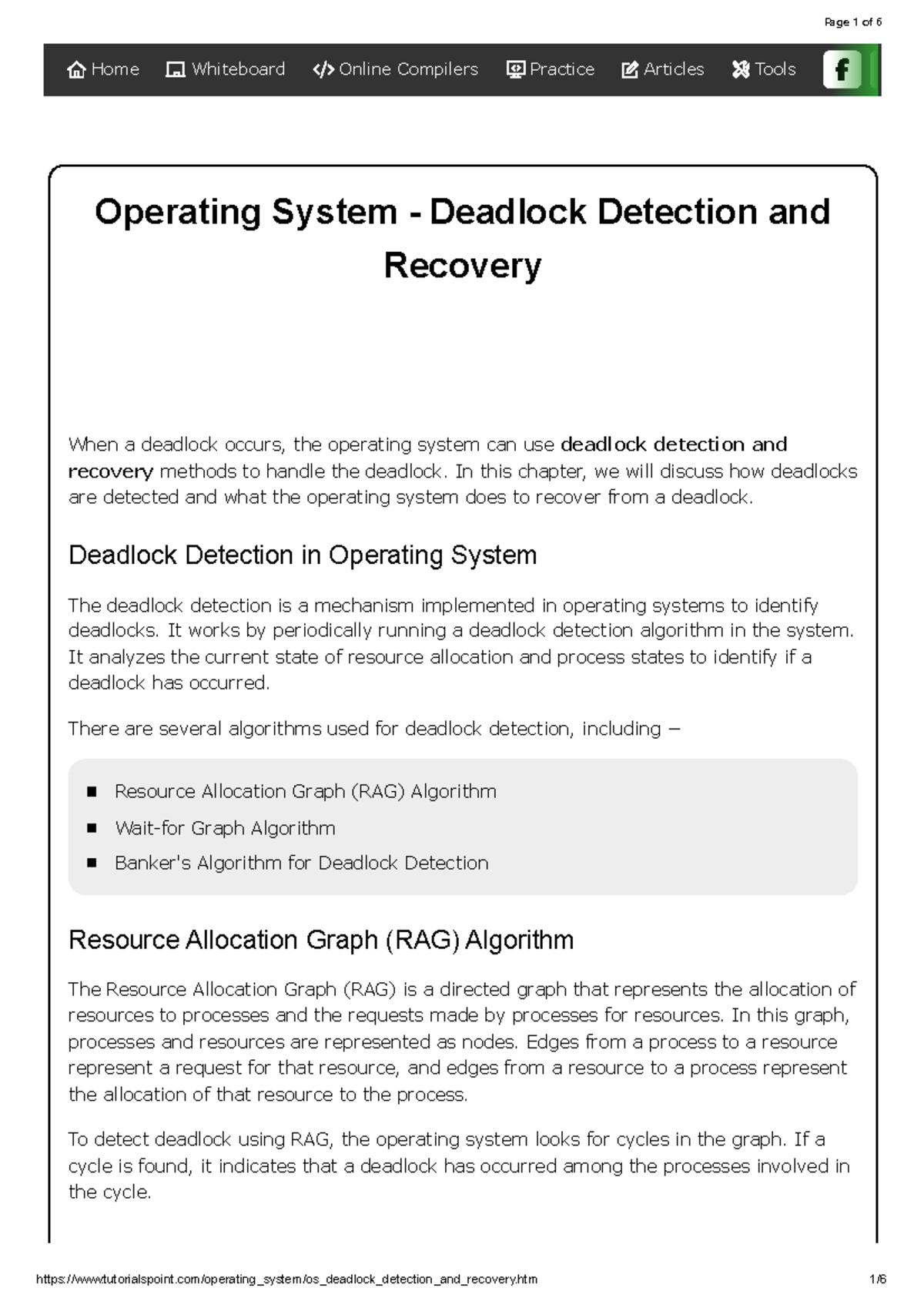 Operating System - Deadlock Detection & Recovery Techniques - Studocu