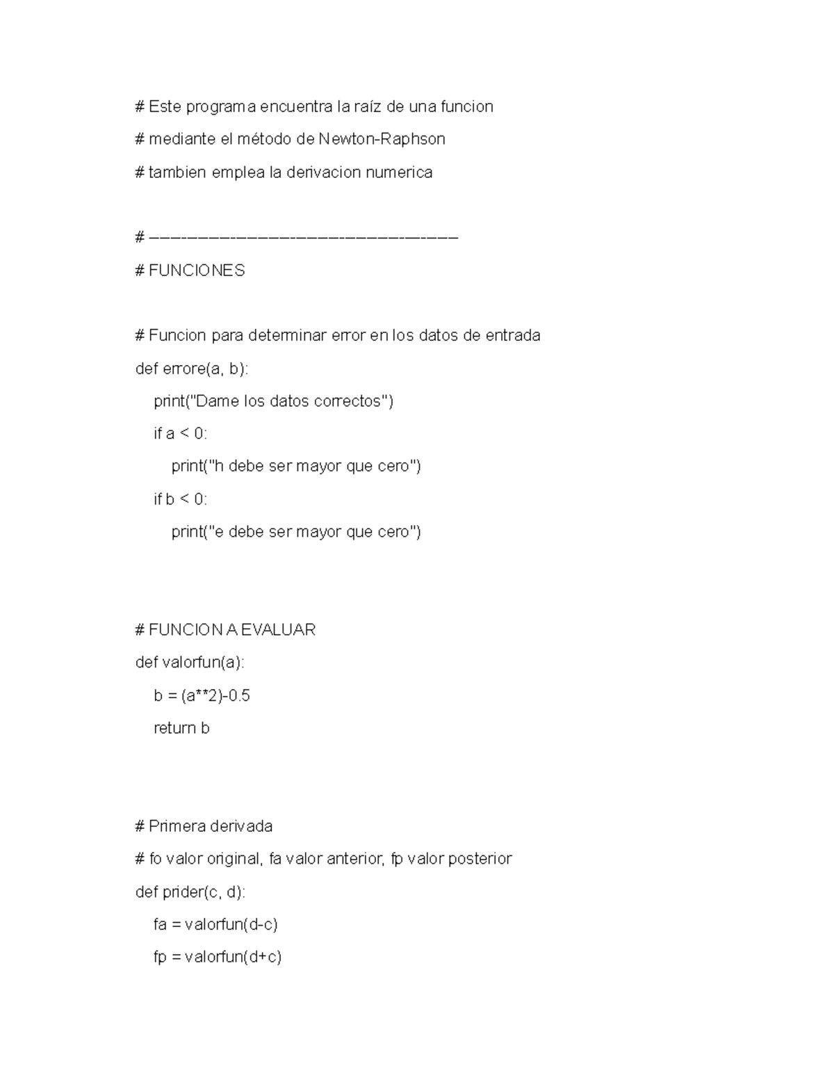 Método de Newton-Raphson para Raíces: Ejercicio en Python - Studocu