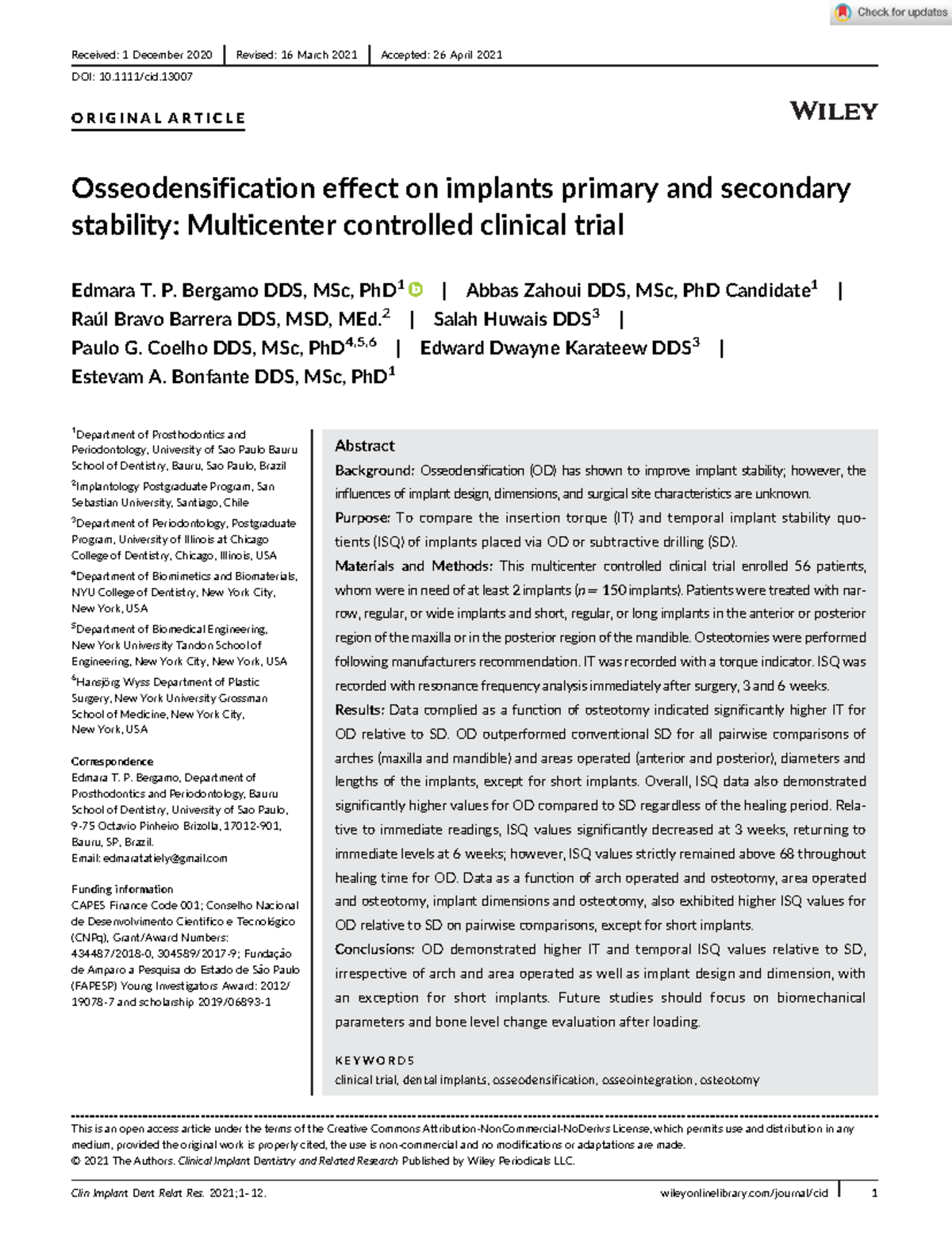 Osseodensification Impact on Implant Stability: A Multicenter Clinical ...