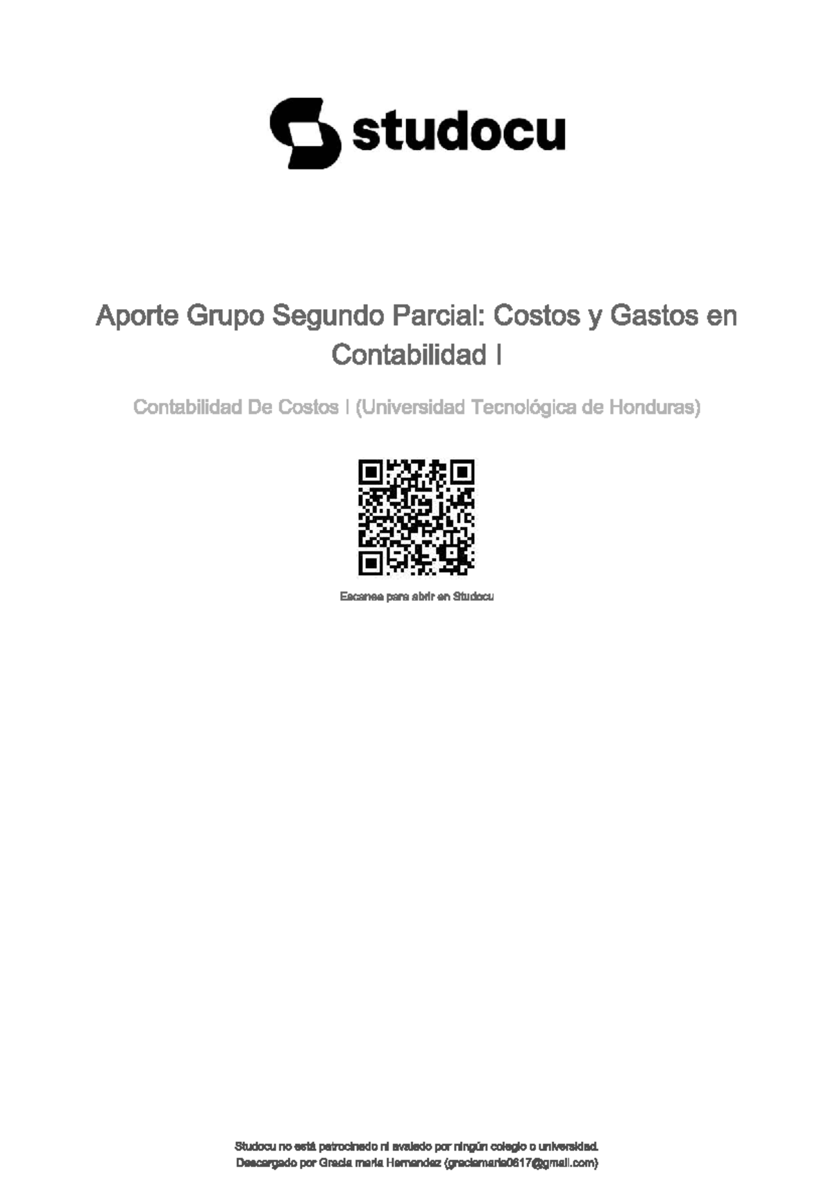 Aporte Grupo Segundo Parcial: Costos y Gastos en Contabilidad I (UTH ...