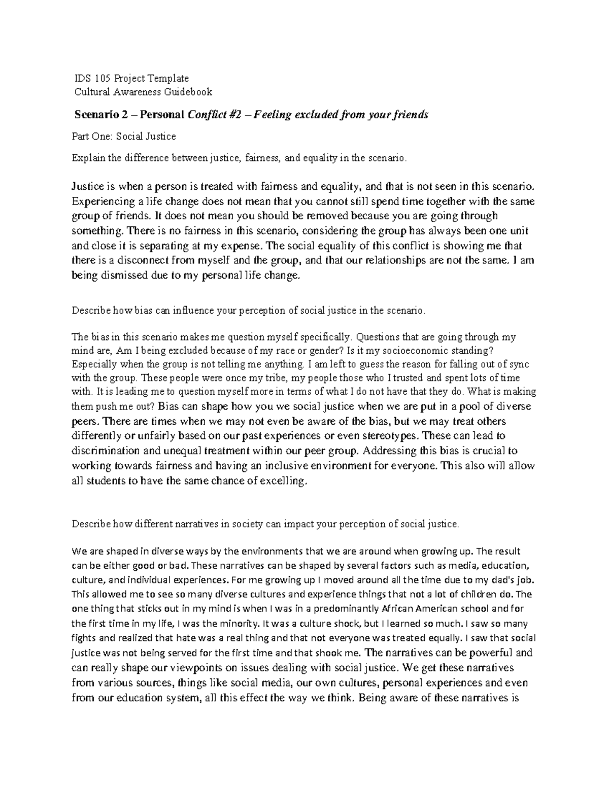 IDS 105 Cultural Awareness Guidebook: Project 7-2 Insights on Social ...