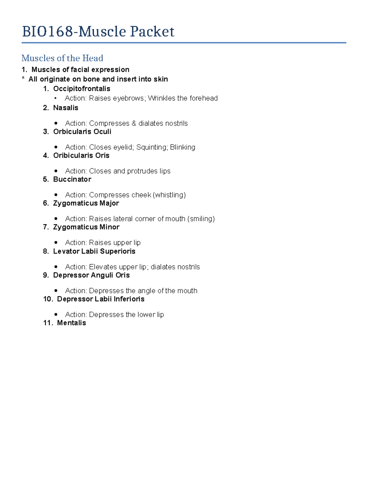 Muscle Packet Notes: Comprehensive Overview of Head and Body Muscles ...