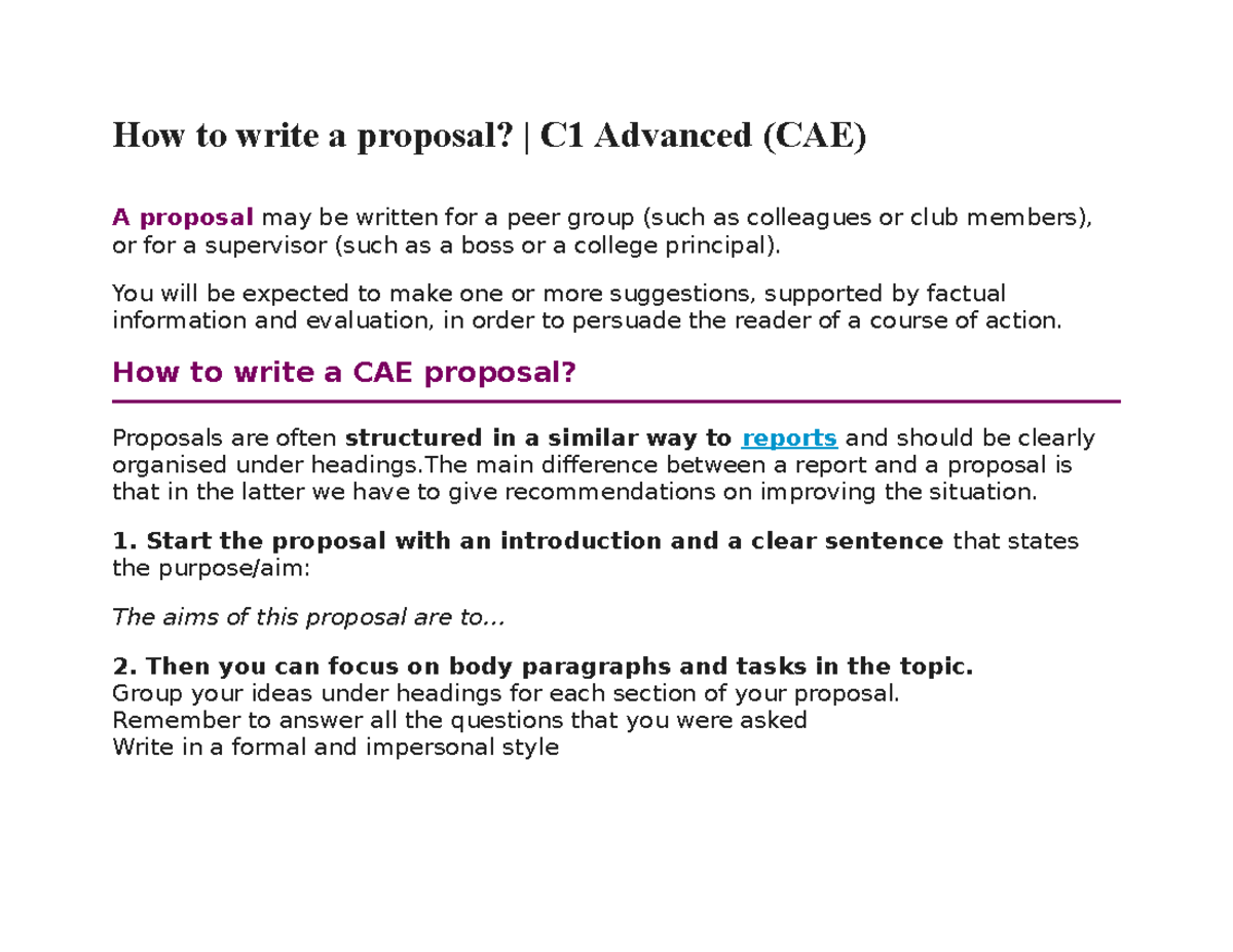 How to write a Proposal - Model - How to write a proposal? | C1 ...