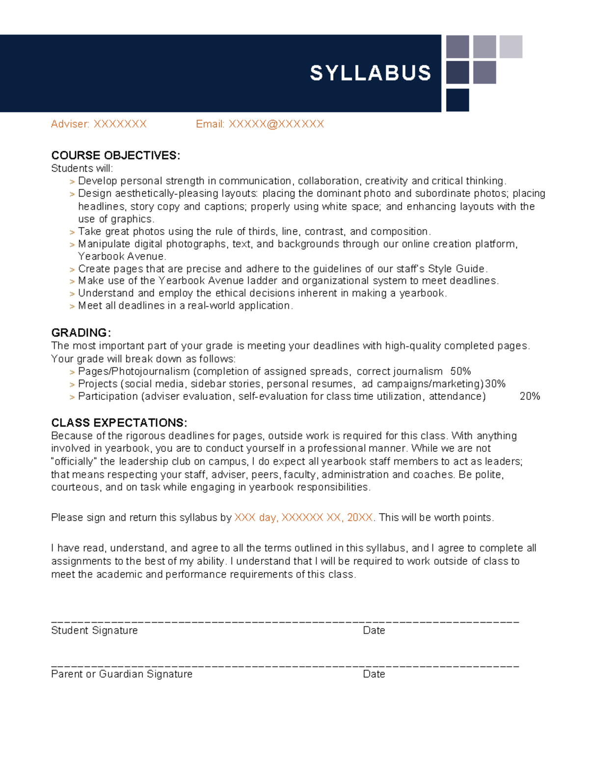 SYLLABUS: Yearbook Course Objectives & Expectations - Studocu