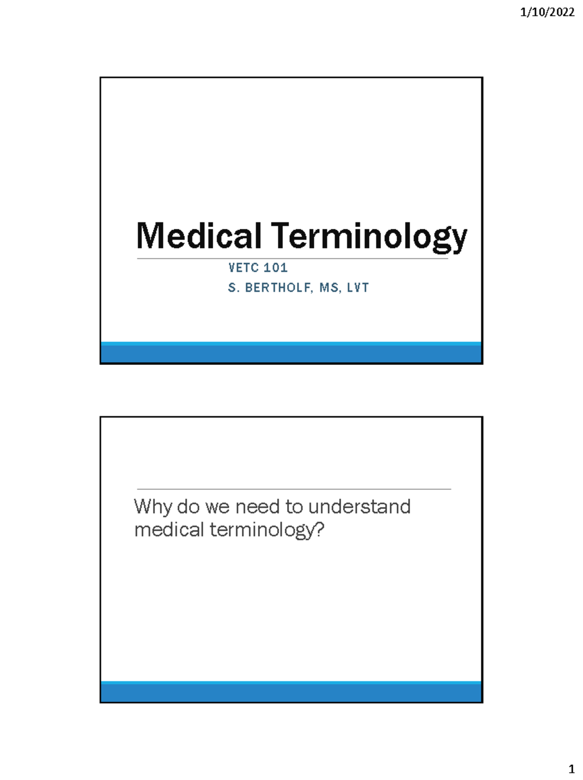 Medical Terminology Basics - VETC 101 Lecture Notes - Studocu