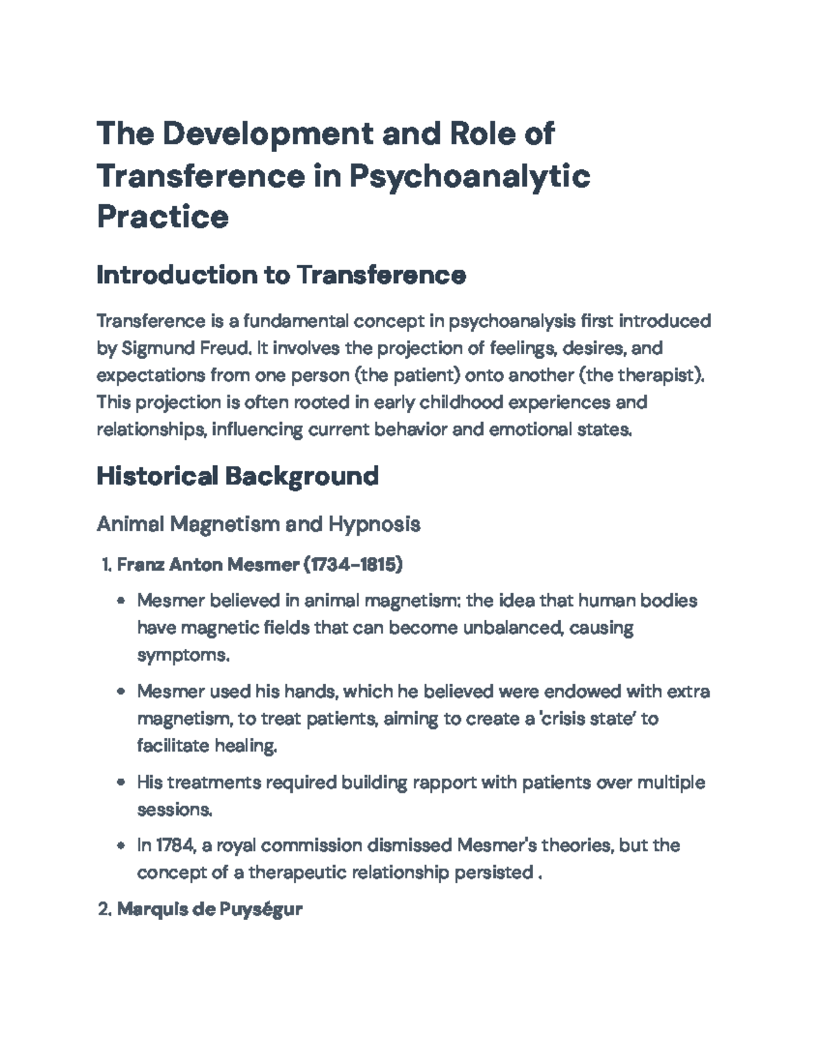 The Development and Significance of Transference in Psychoanalysis ...