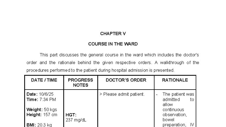 CHAPTER V: Patient Admission Procedures and Rationale (HGT: 237) - Studocu